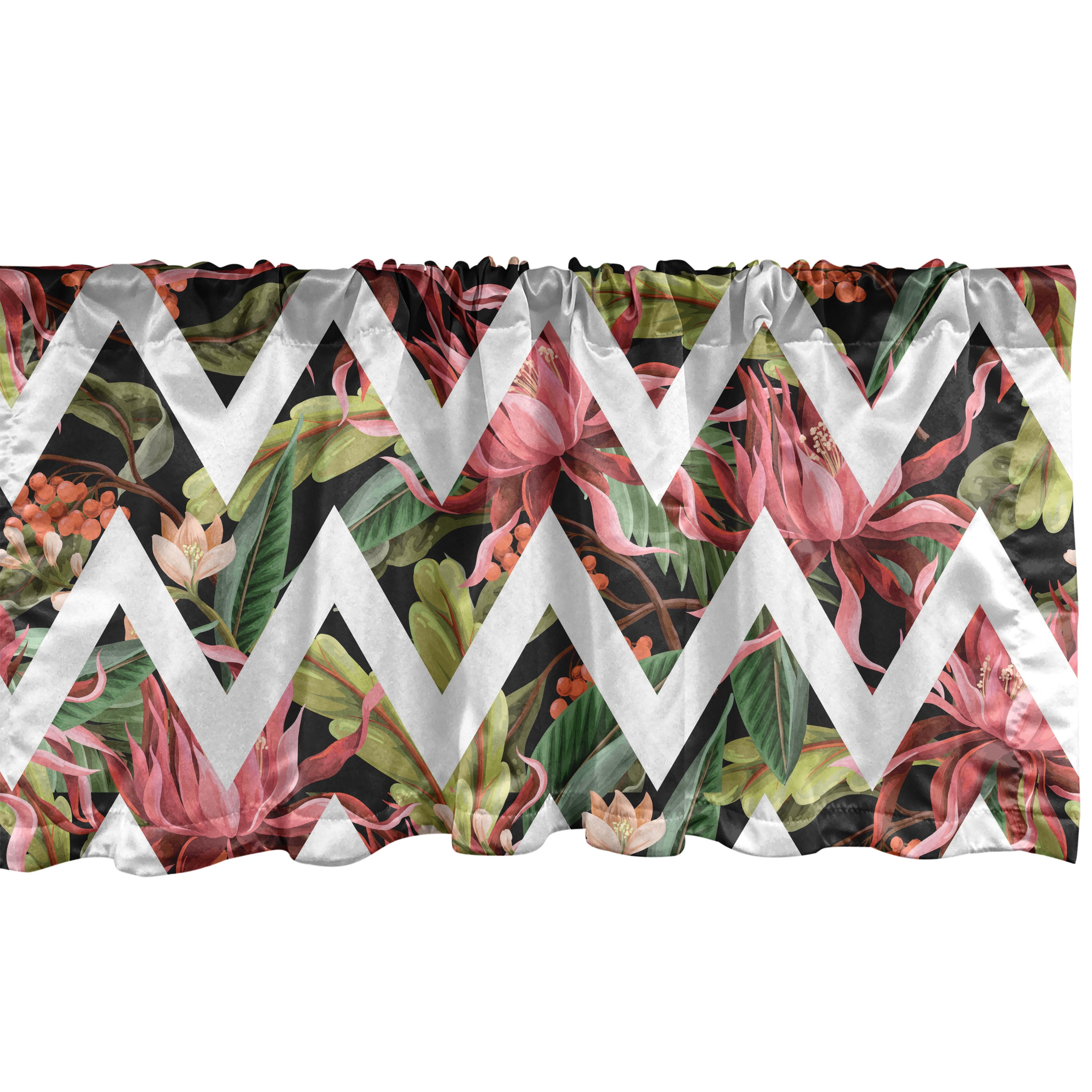 Ambesonne Tropical Chevron Window Valance with Rod Pocket, Zigzags ...