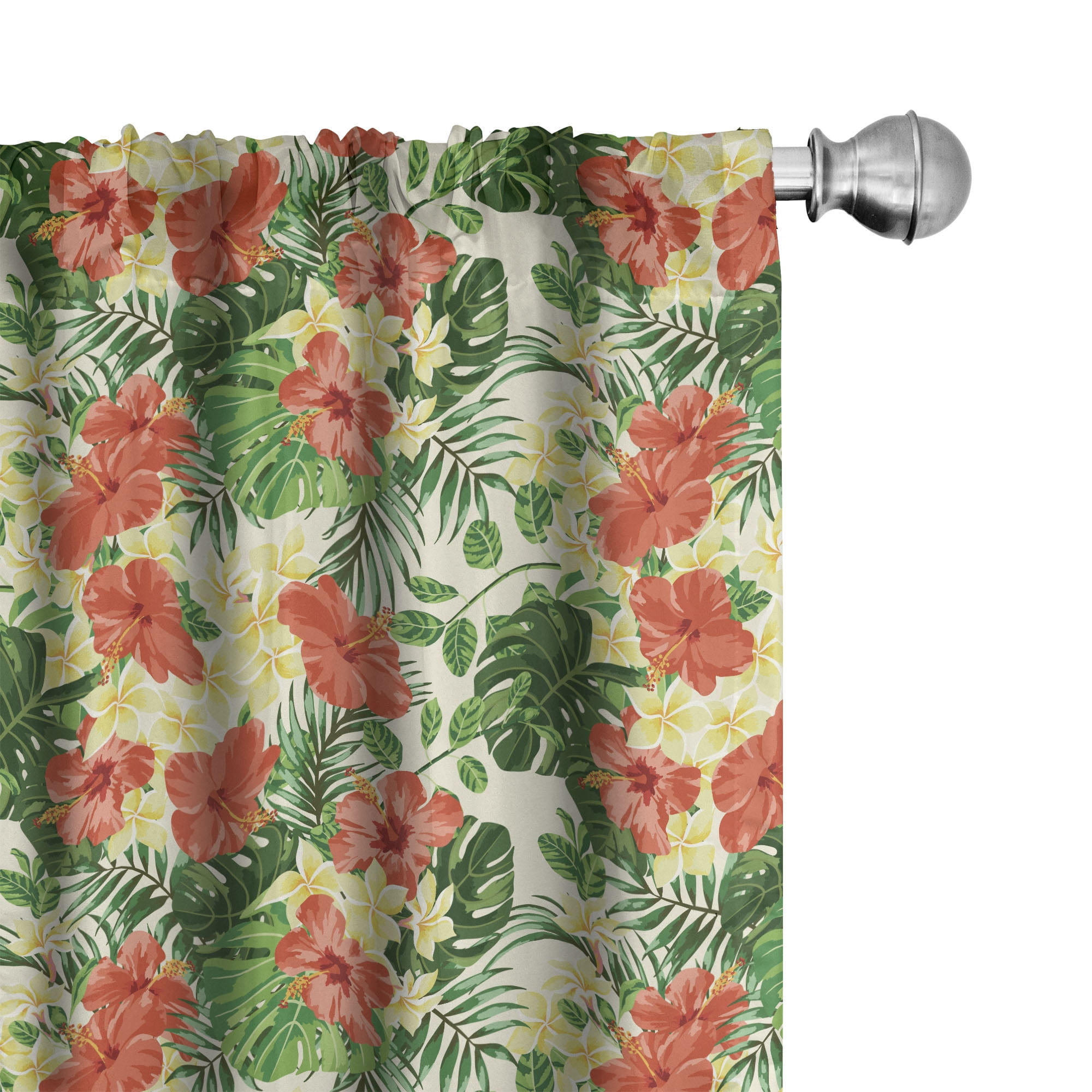 Ambesonne Tropical Curtains, Exotic Flowers Pattern, Pair of 28"x63 ...