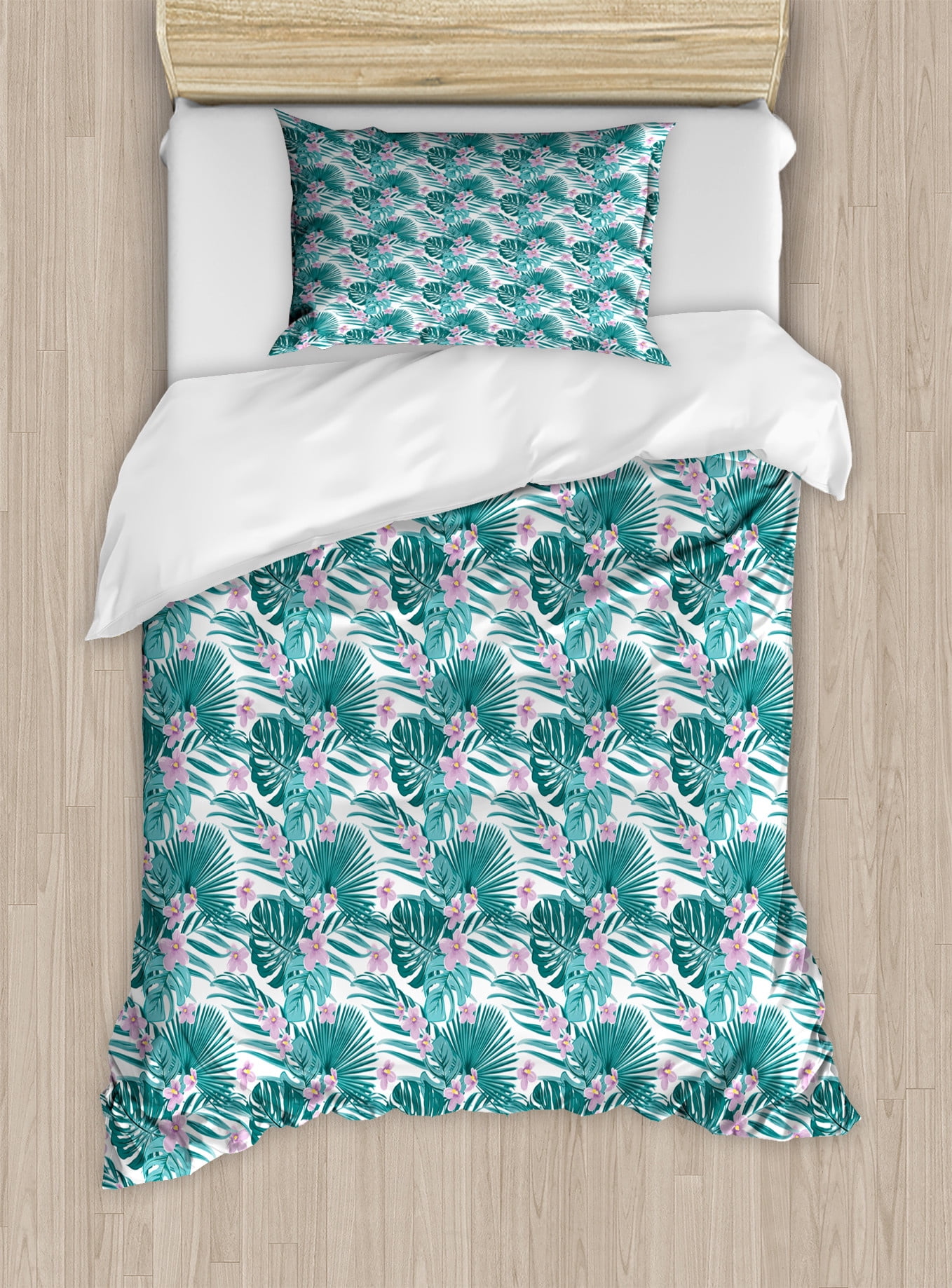 Ambesonne Tropical Duvet Cover Sets, Jungle Coconut Monstera, 2-Twin ...