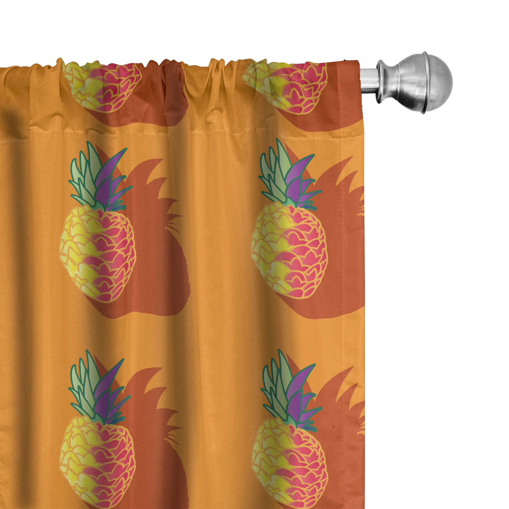 Ambesonne Tropical Emoji Curtains, Pineapples Summer, Pair of 28"x95 ...