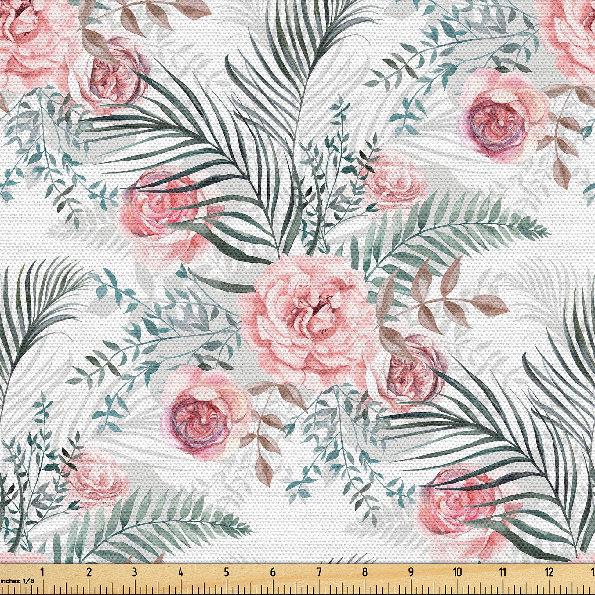 Ambesonne Tropical Fabric by the Yard Upholstery, Garden Roses Boho ...