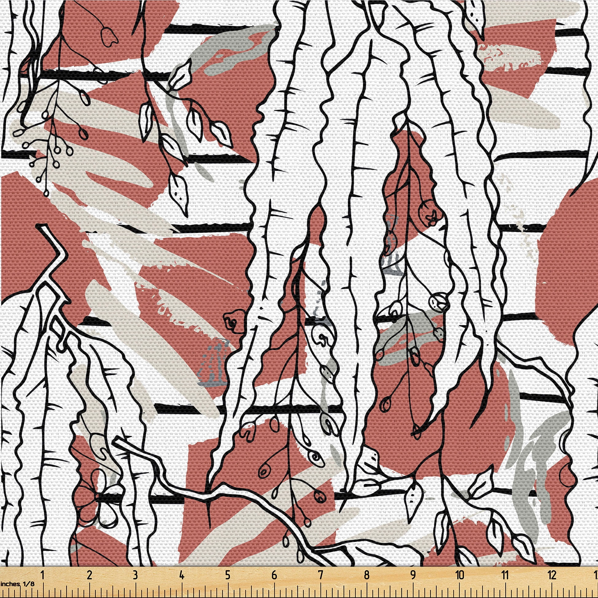 Ambesonne Tropical Fabric by the Yard Upholstery, Leaves Abstract ...