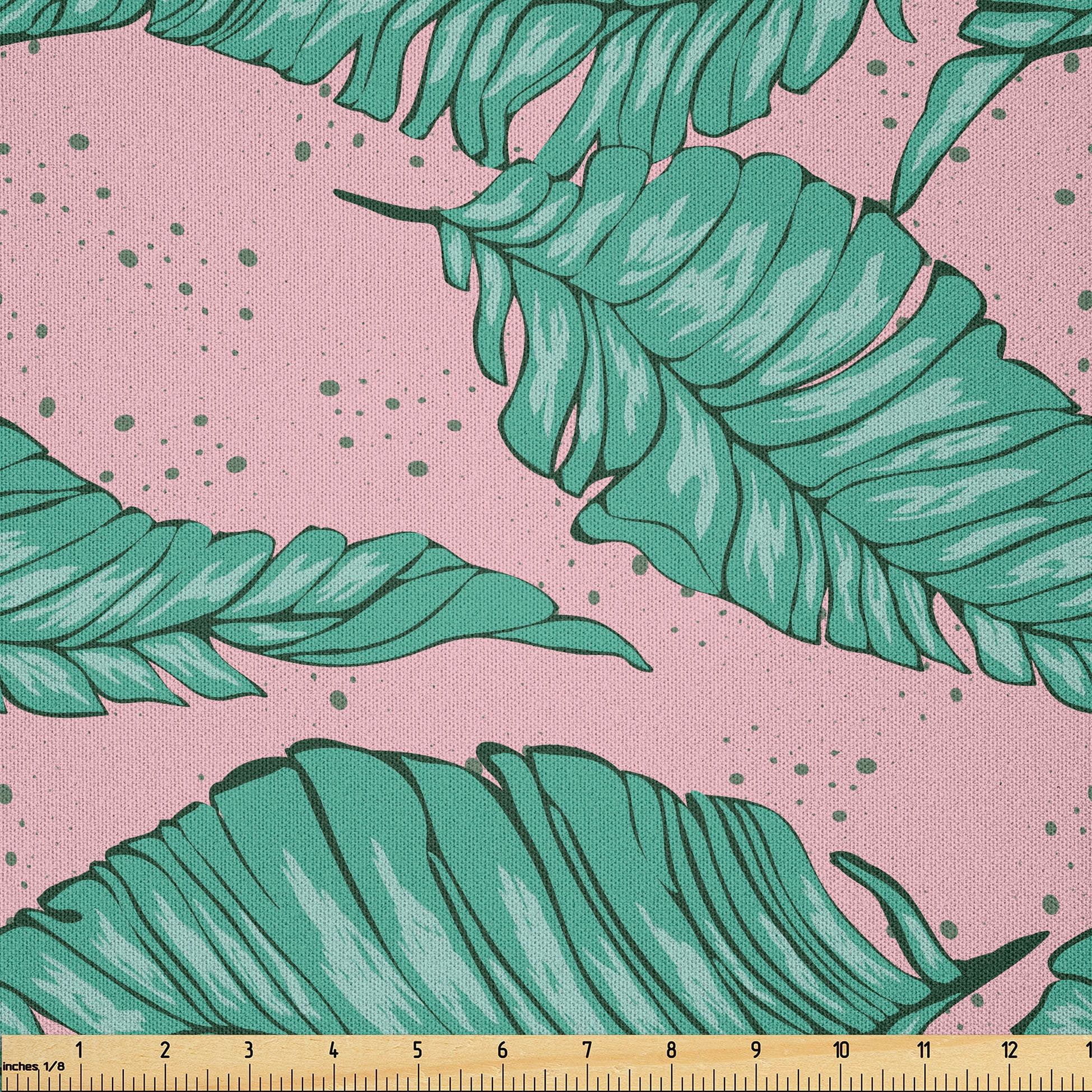Ambesonne Tropical Fabric by the Yard Microfiber, Banana Leaves Brushes ...