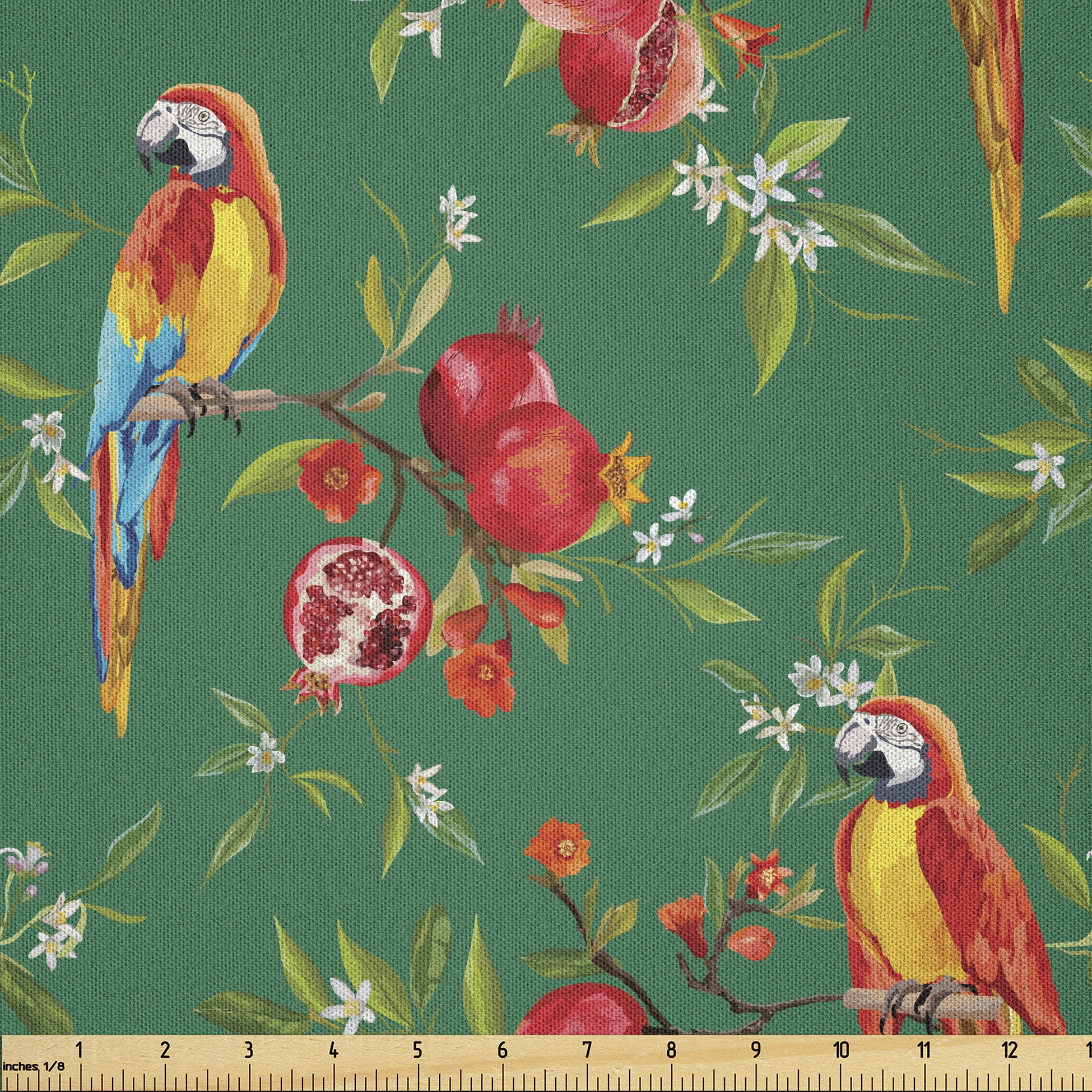 Ambesonne Tropical Fabric by the Yard Microfiber, Exotic Parrot ...