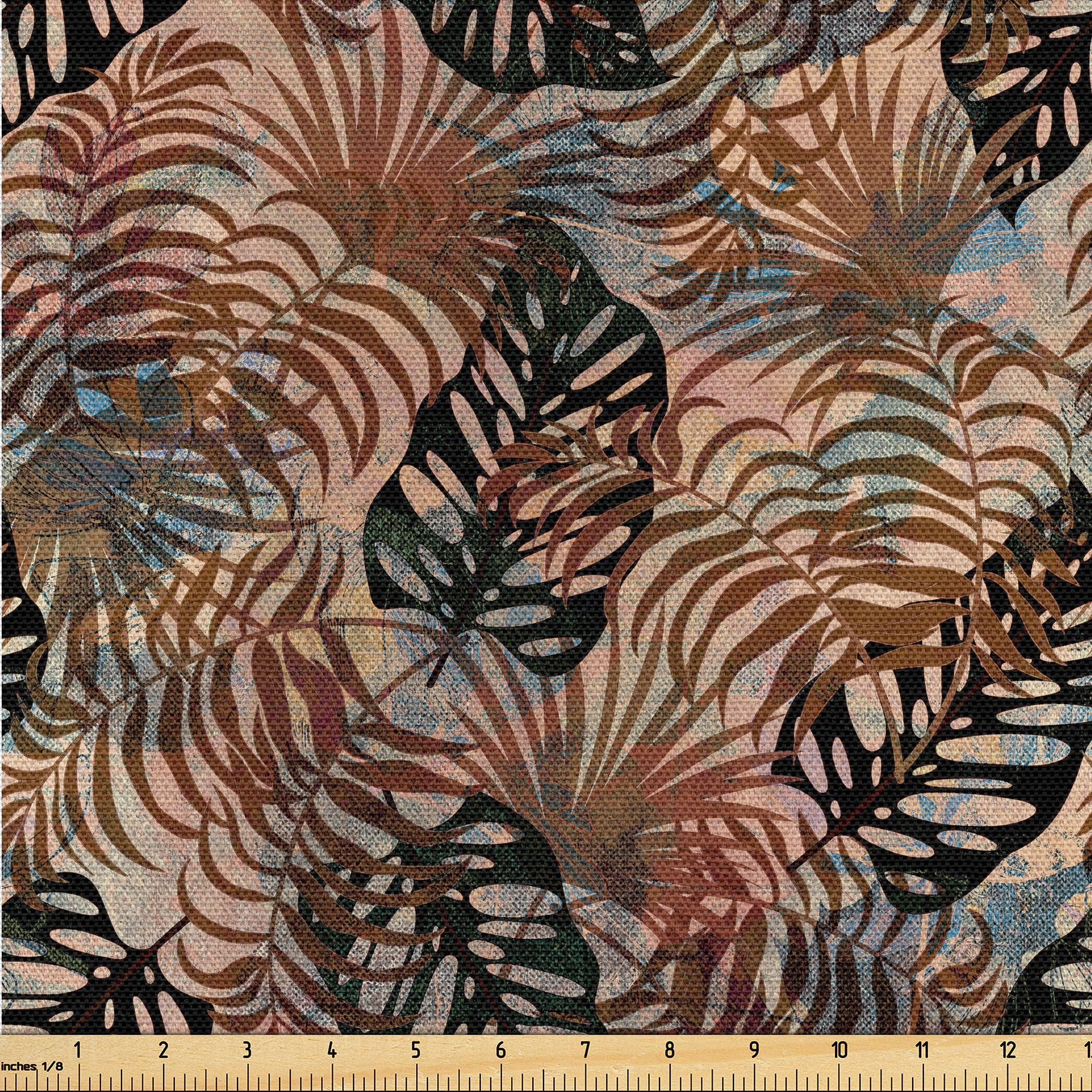 Ambesonne Tropical Fabric by the Yard, Simple Modern Leaves Art, 1 Yard ...