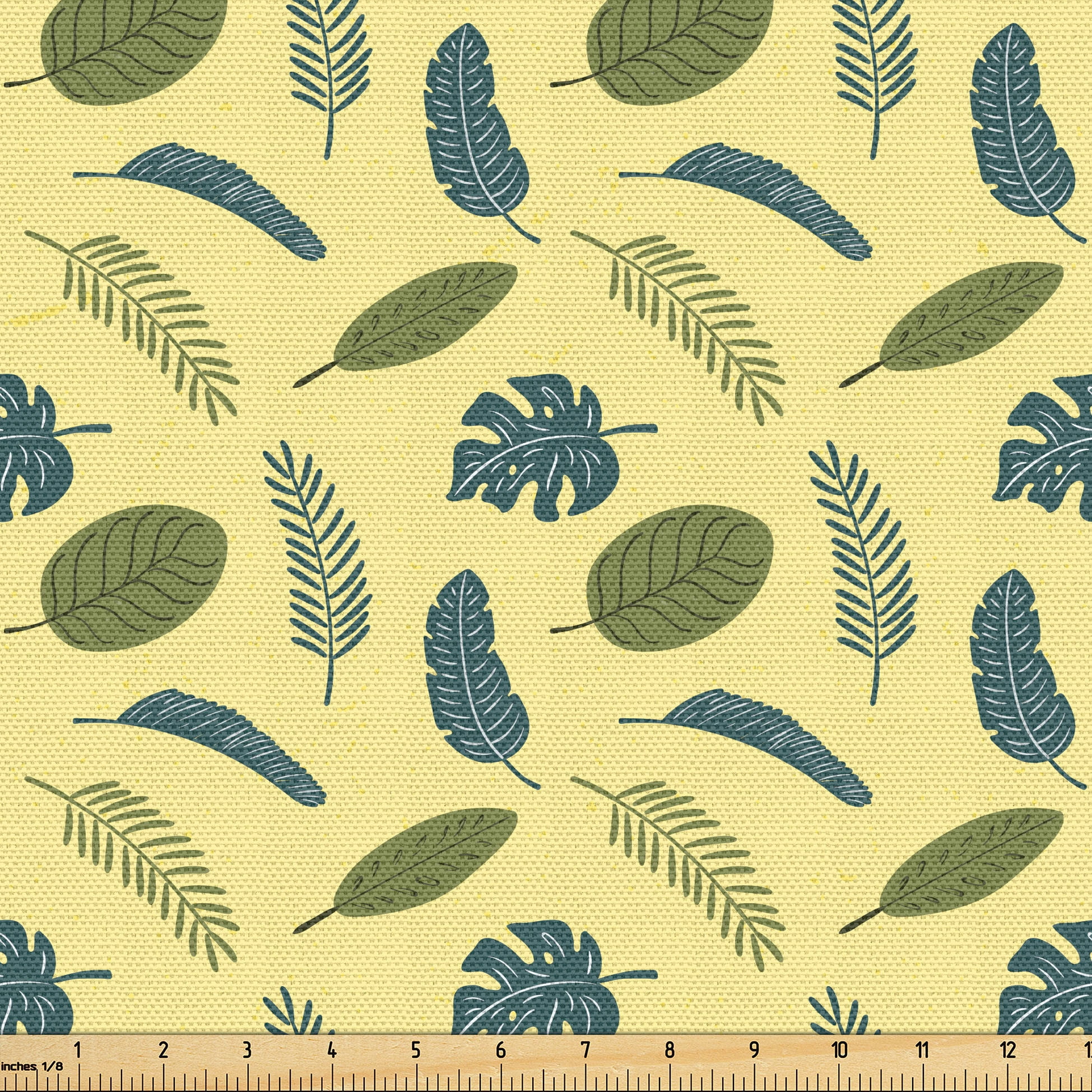 Ambesonne Tropical Fabric by the Yard Upholstery, Banana Monstera ...