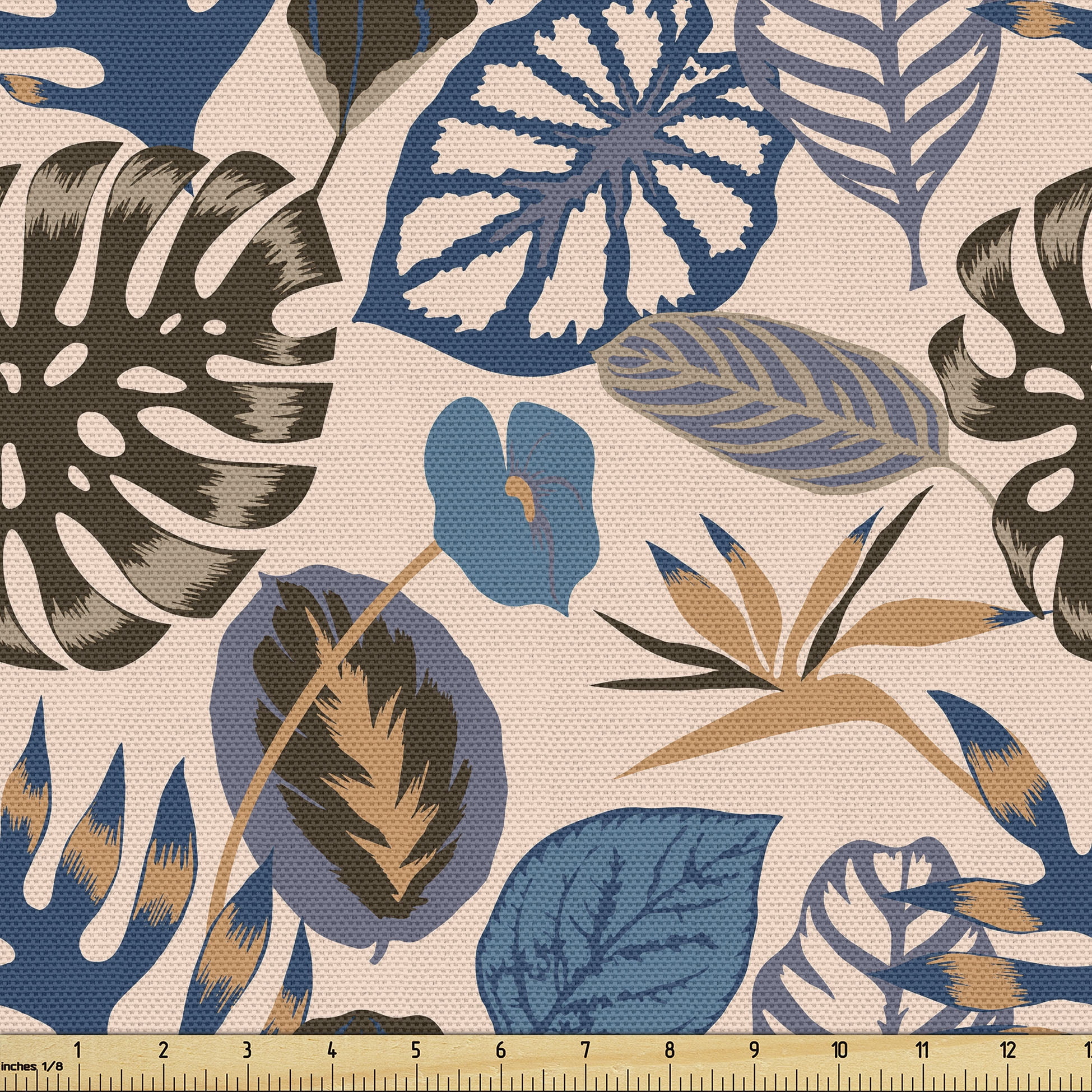 Ambesonne Tropical Fabric by the Yard Upholstery, Exotic Flora Nature ...
