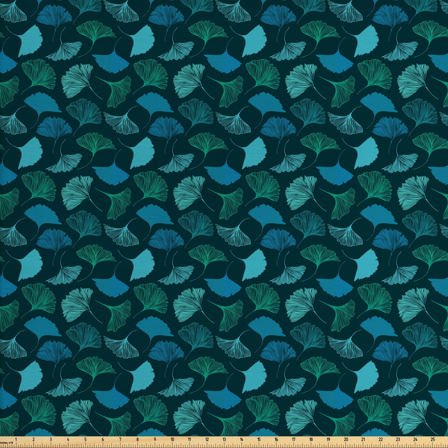 Ambesonne Tropical Fabric by the Yard Upholstery, Exotic Ginkgo Leaves ...
