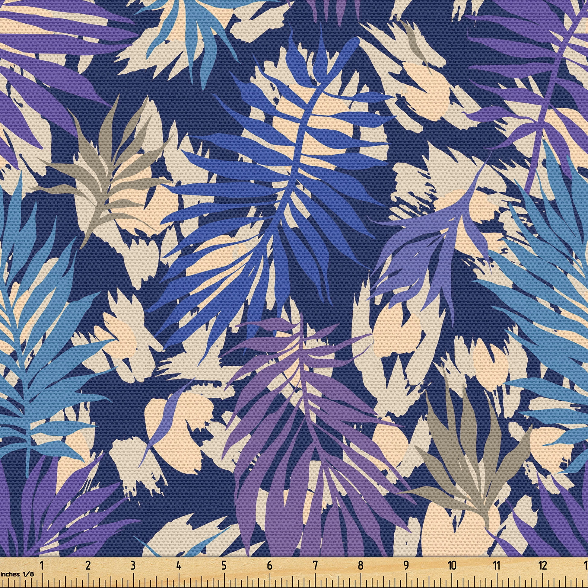 Ambesonne Tropical Fabric by the Yard Upholstery, Exotic Sprigs Leaves ...