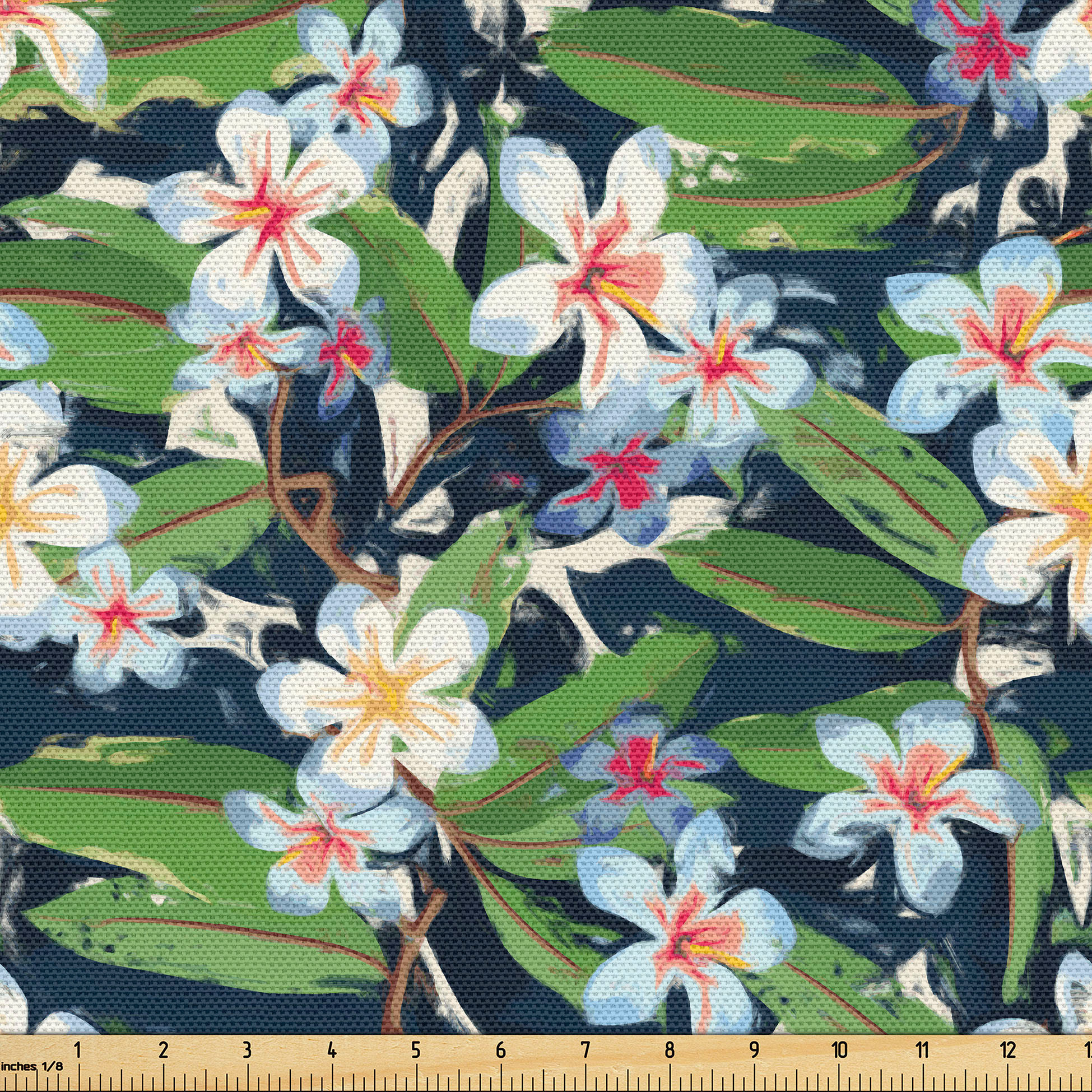Ambesonne Tropical Fabric by the Yard Upholstery, Hibiscuses Colorful ...
