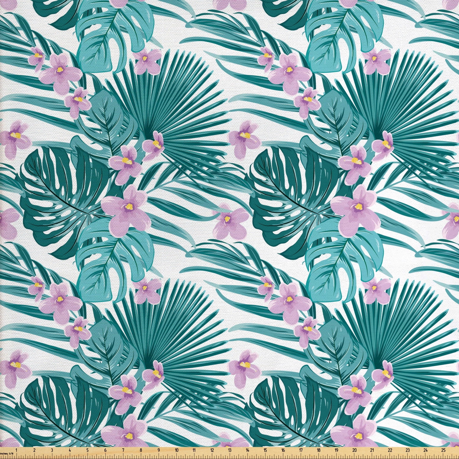 Ambesonne Tropical Fabric by the Yard Upholstery, Jungle Coconut ...
