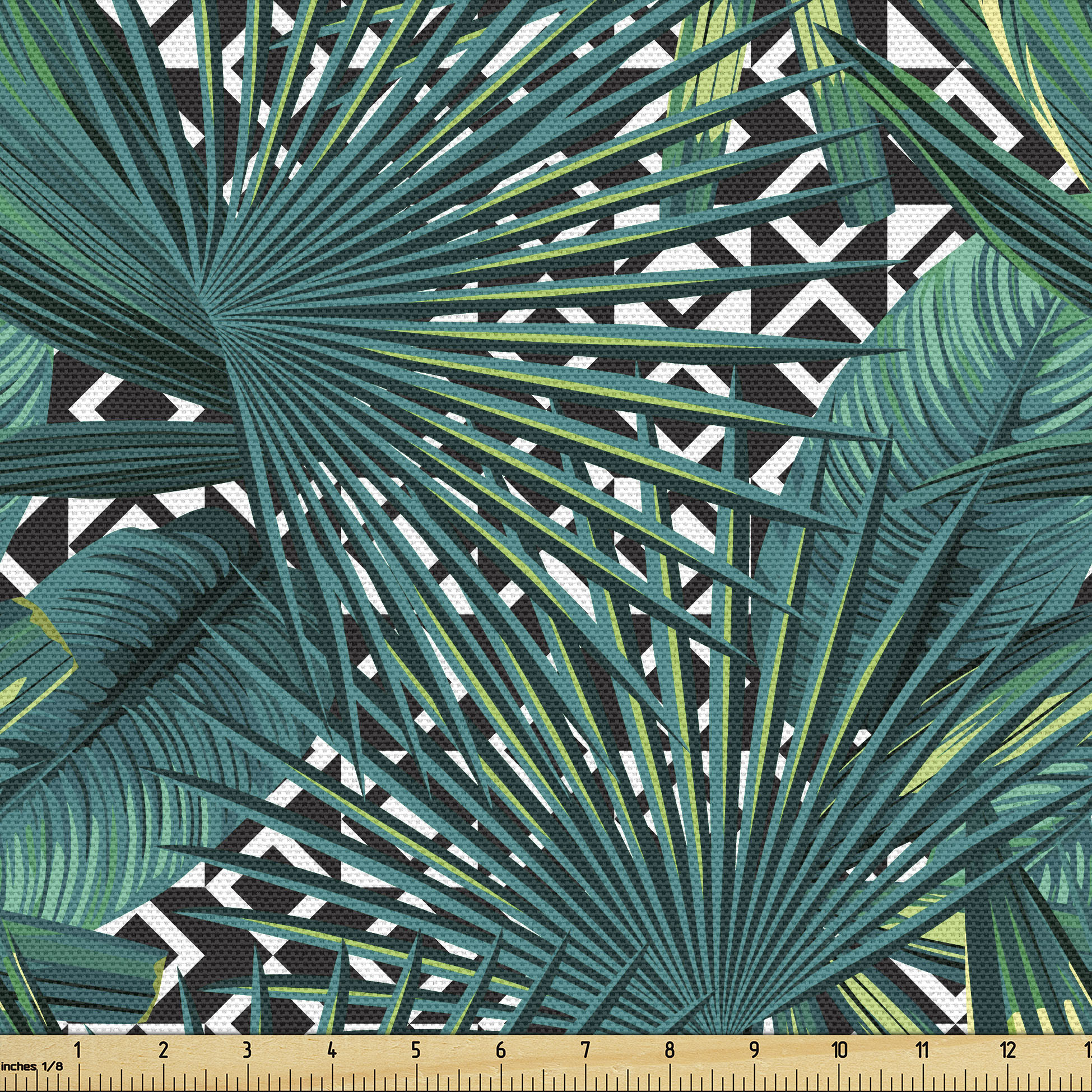 Ambesonne Tropical Fabric by the Yard Upholstery, Jungle Vibe Leaves ...