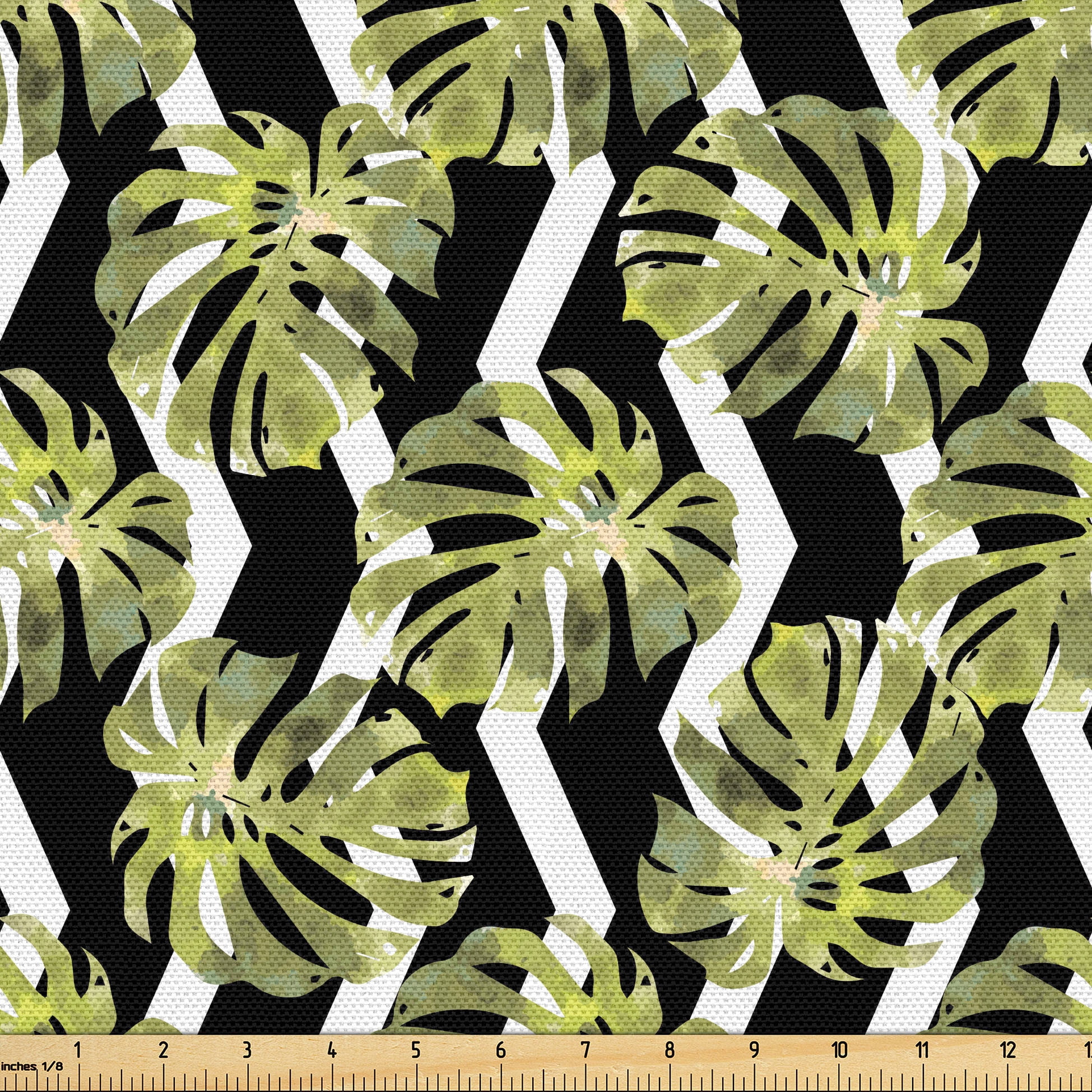 Ambesonne Tropical Fabric by the Yard Upholstery, Nature Themed Exotic ...