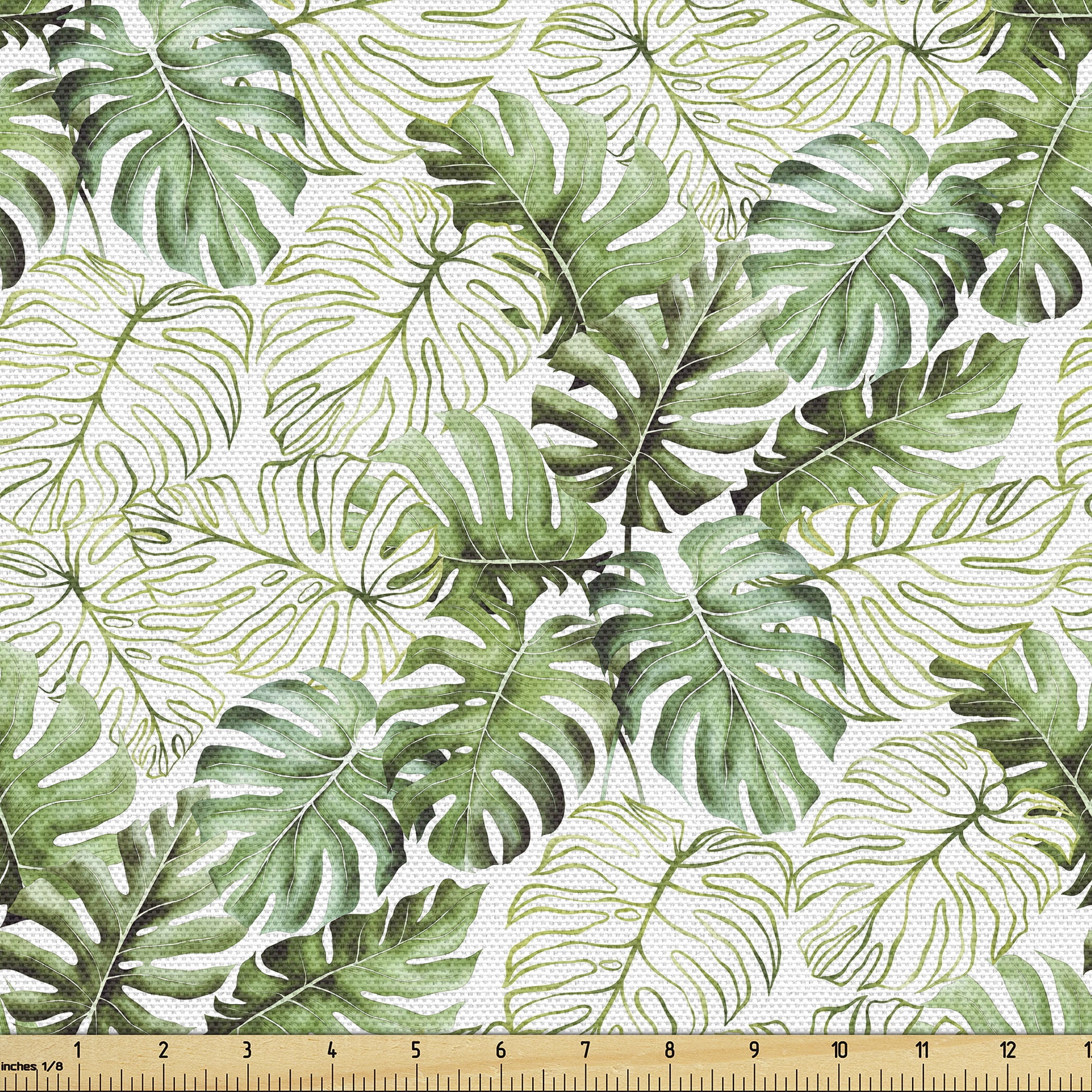 Ambesonne Tropical Fabric by the Yard Upholstery, Palm Foliage ...