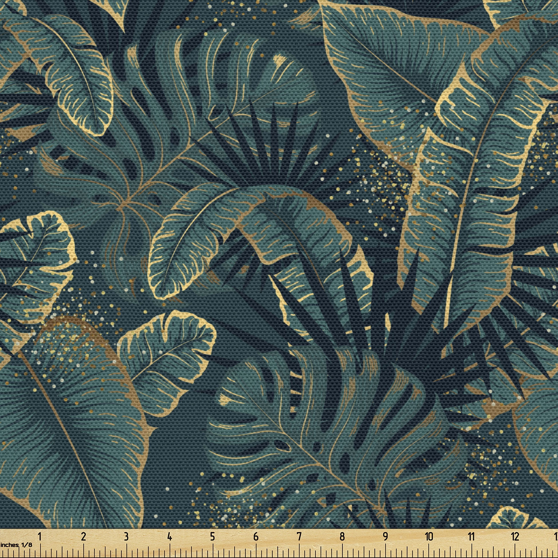 Ambesonne Tropical Fabric by the Yard, Wild Realistic Look Leaves, 5 ...