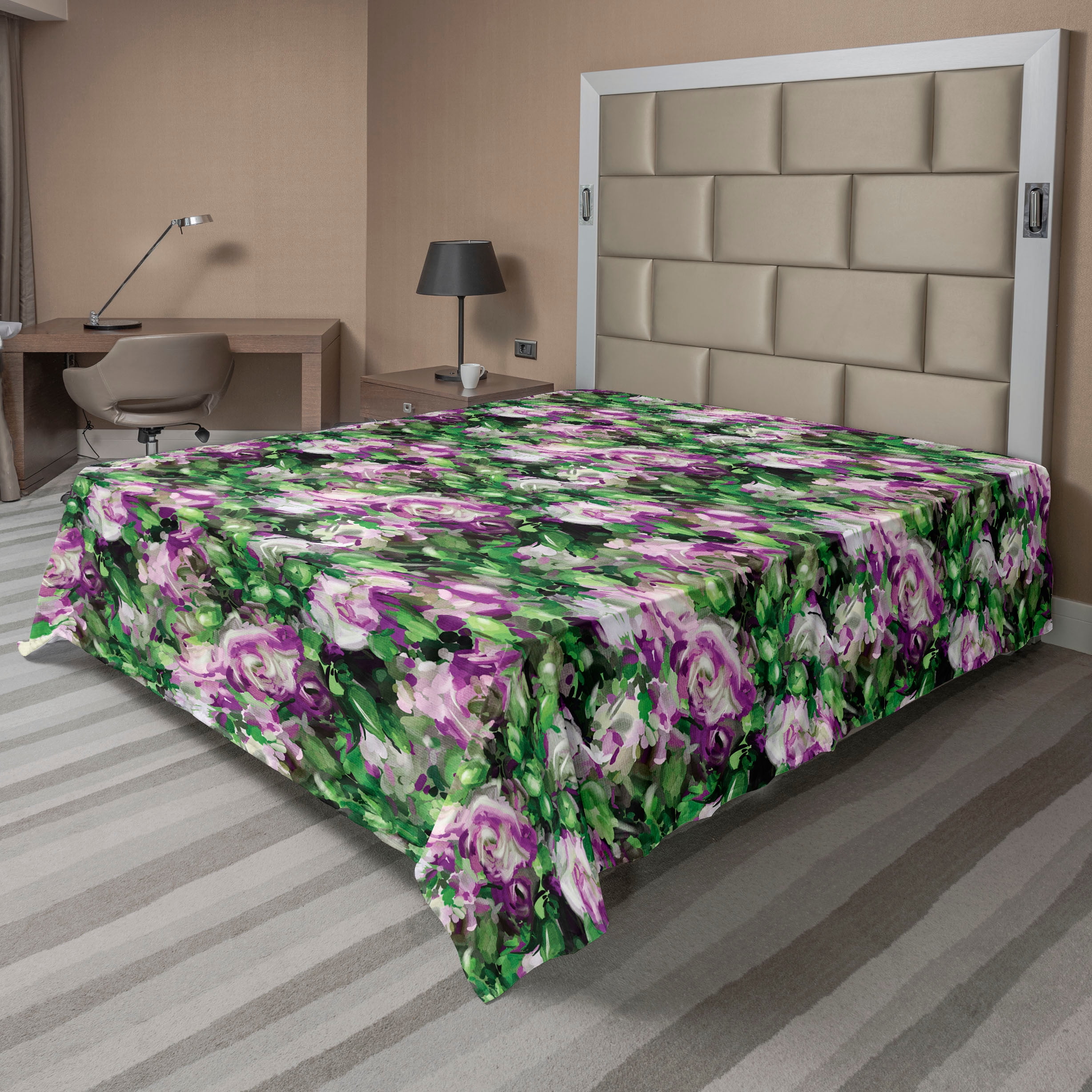 Ambesonne Tropical Flat Bedding Sheet Soft Top Sheet, Acrylic Painting ...