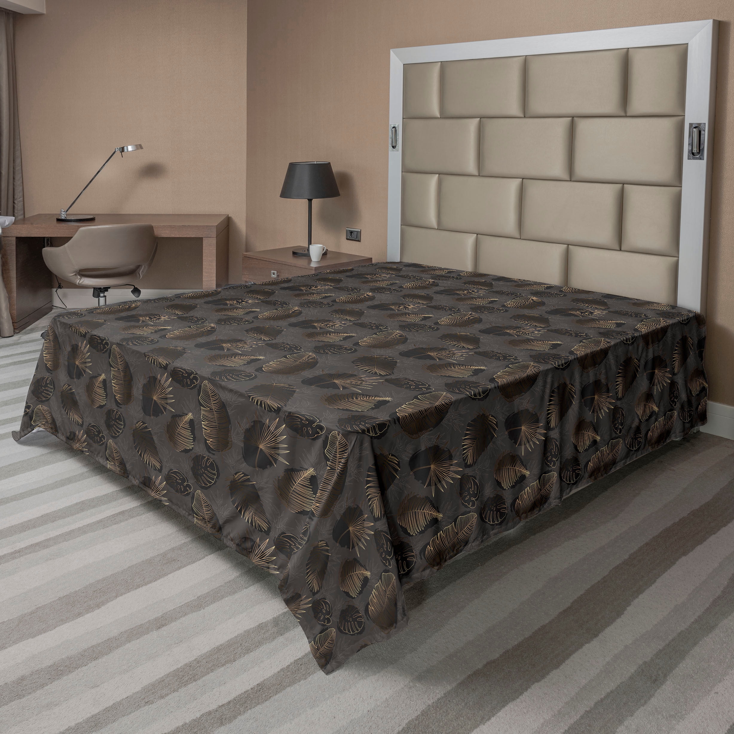 Ambesonne Tropical Flat Bedding Sheet Soft Top Sheet, Art Monochrome ...