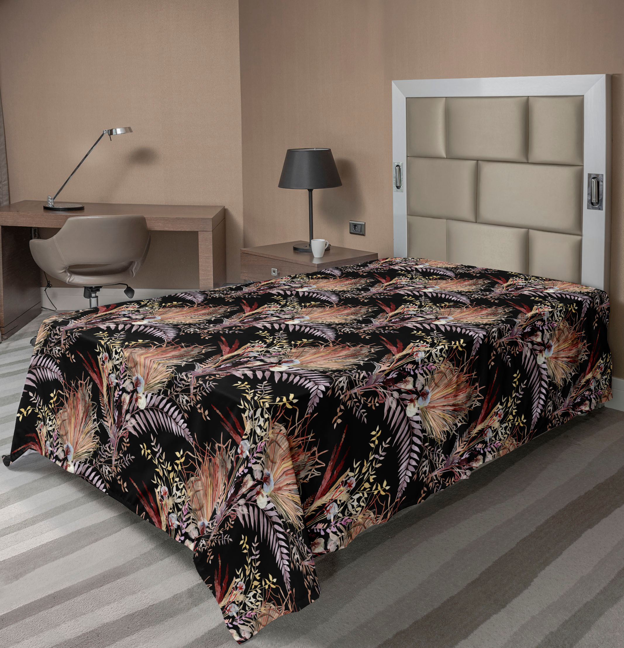 Ambesonne Tropical Flat Bedding Sheet Soft Top Sheet, Exotic Fall Palm ...