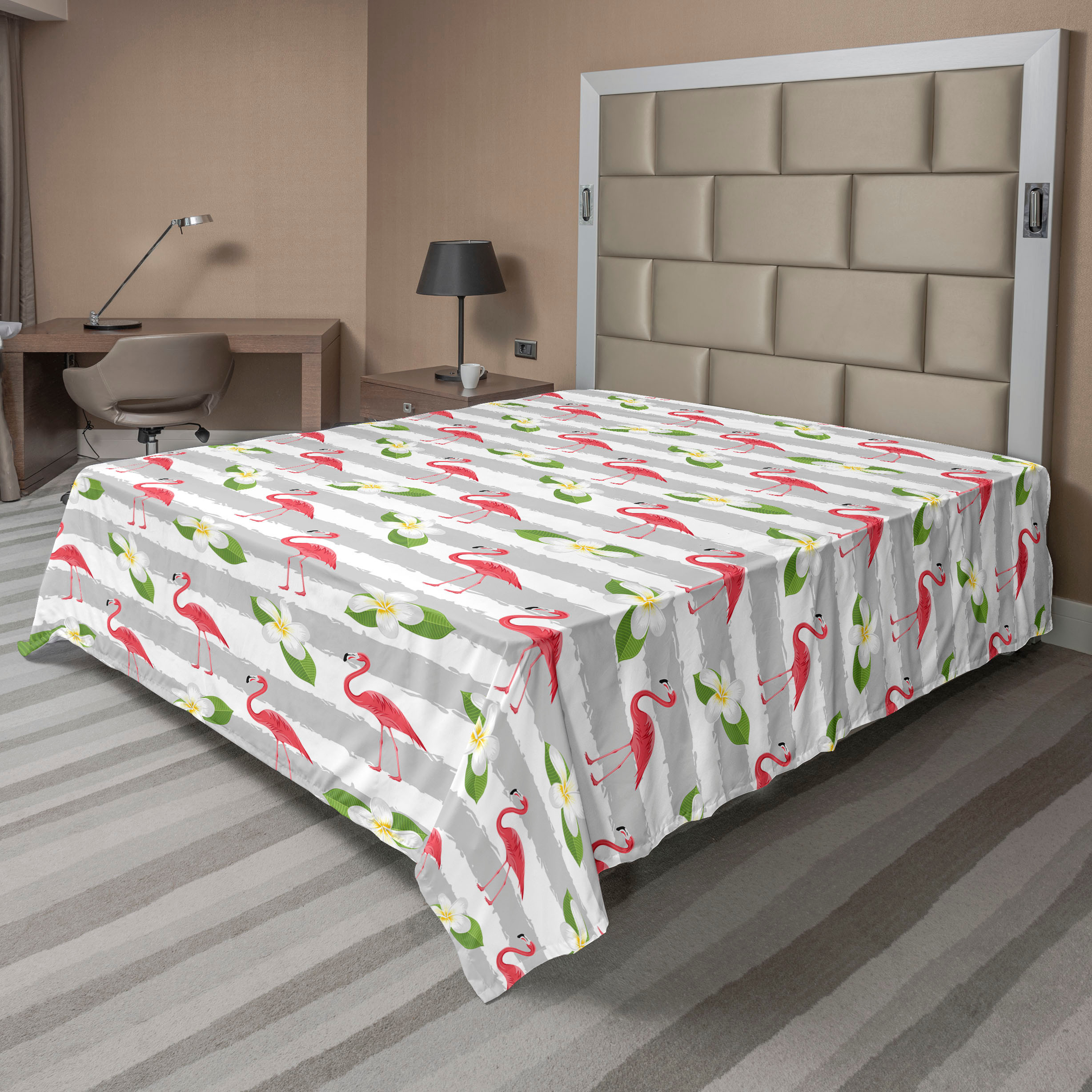 Ambesonne Tropical Flat Bedding Sheet Soft Top Sheet, Flamingos ...