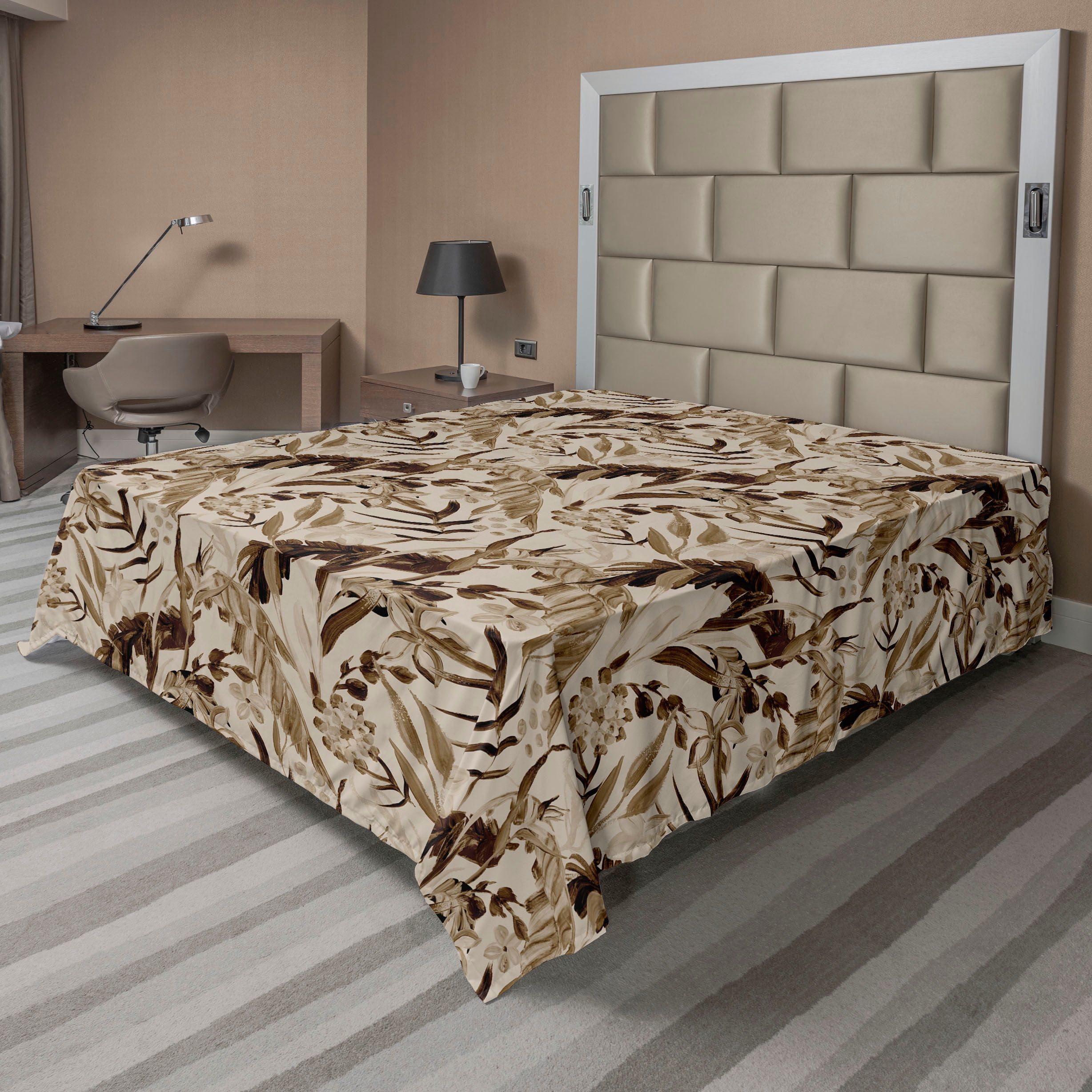 Ambesonne Tropical Flat Bedding Sheet Soft Top Sheet, Gouache Abstract ...