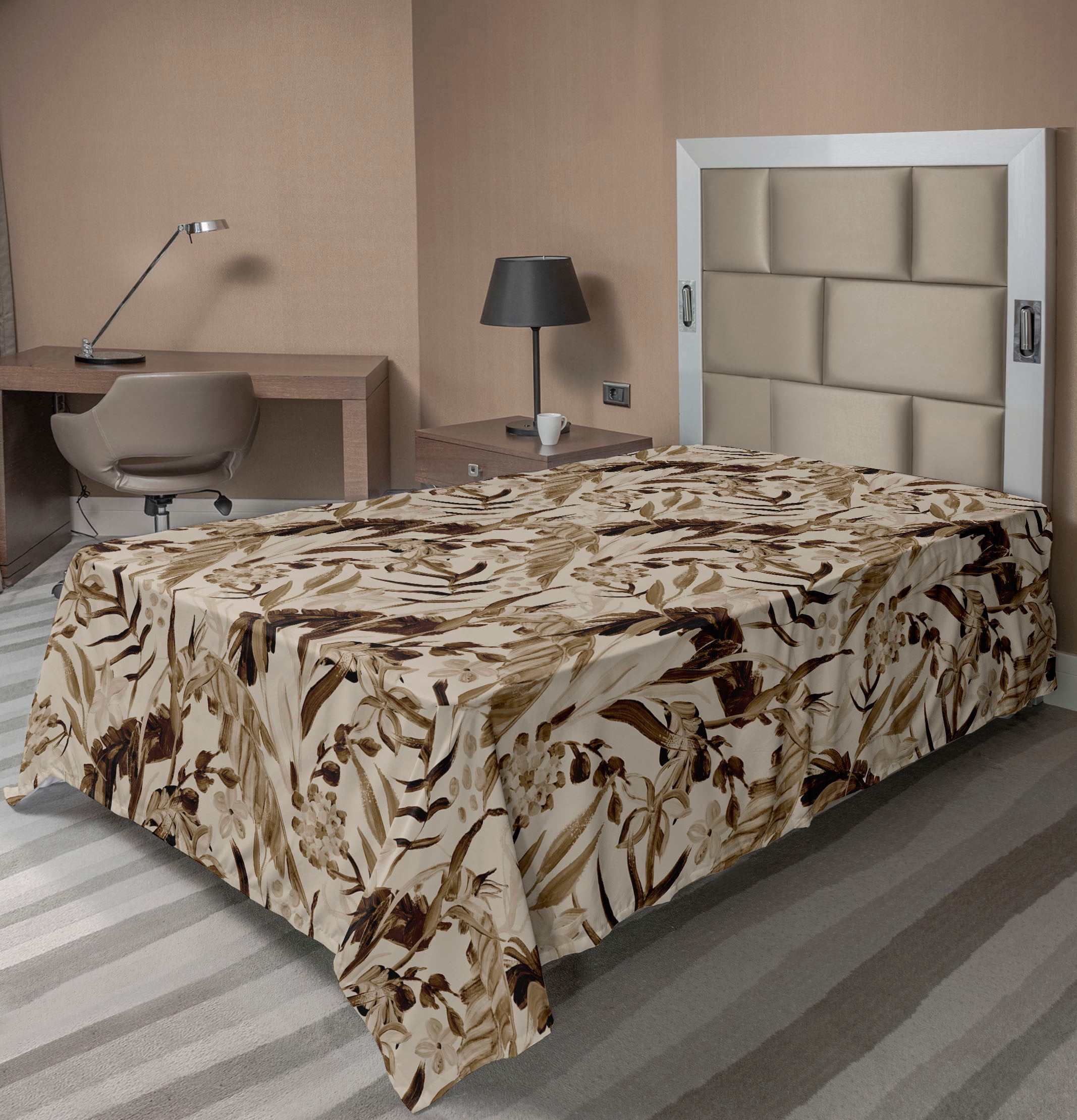 Ambesonne Tropical Flat Bedding Sheet Soft Top Sheet, Gouache Abstract ...
