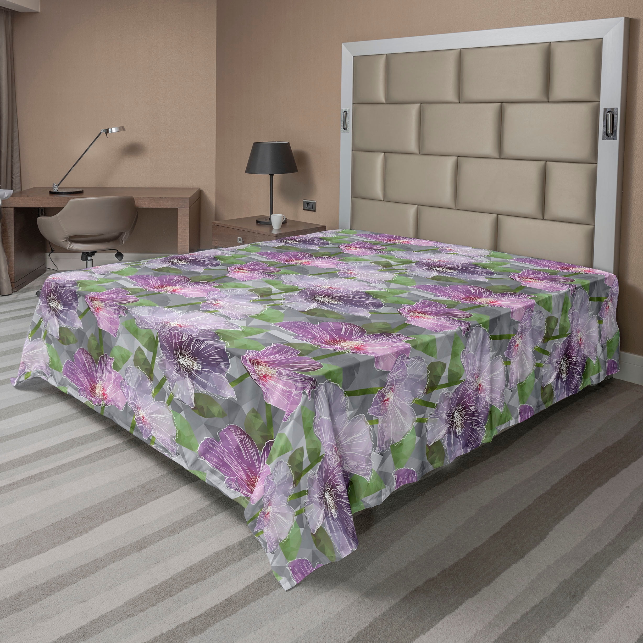 Ambesonne Tropical Flat Bedding Sheet Soft Top Sheet, Hibiscuses ...