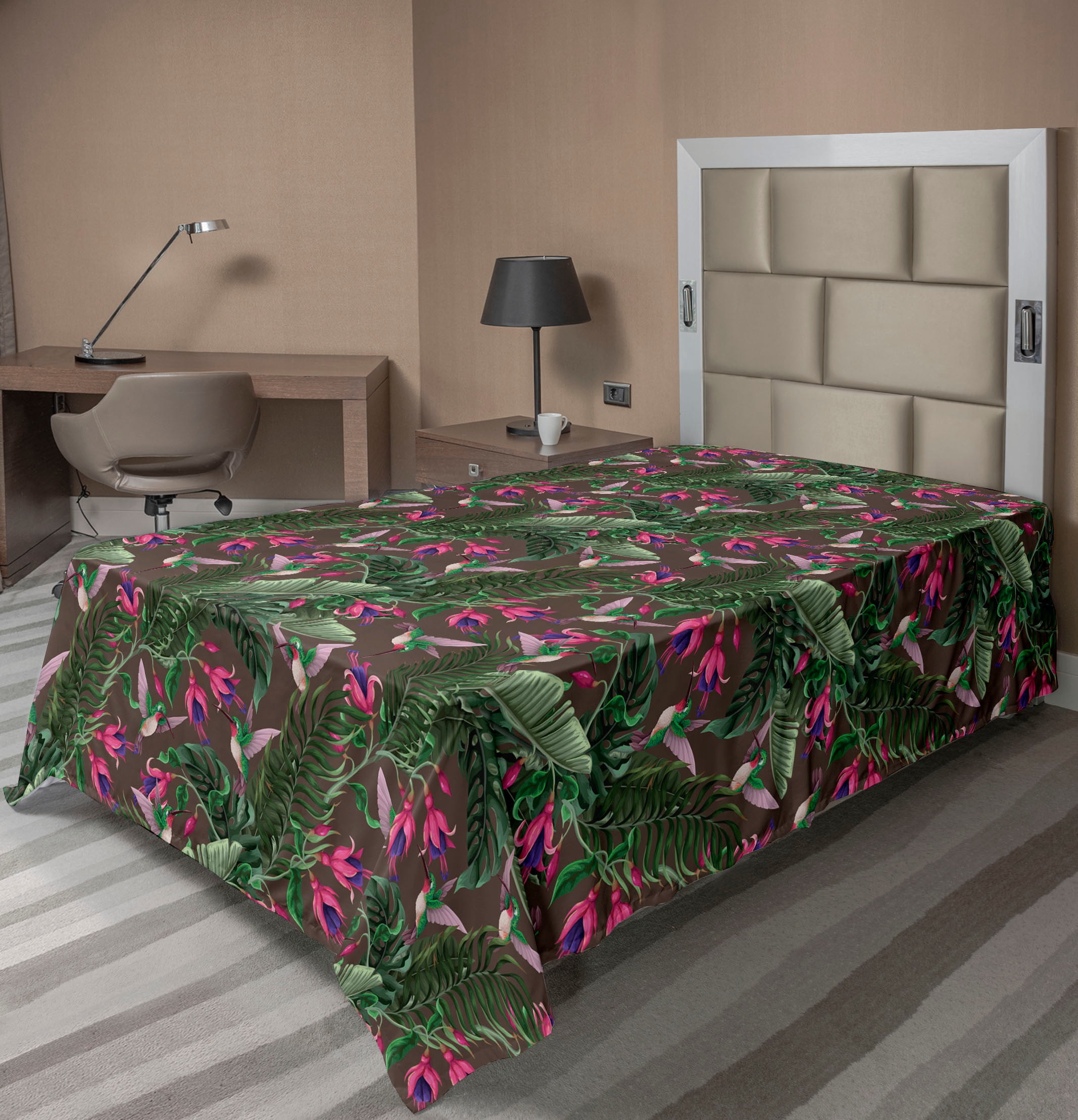 Ambesonne Tropical Flat Bedding Sheet Soft Top Sheet, Hummingbirds ...