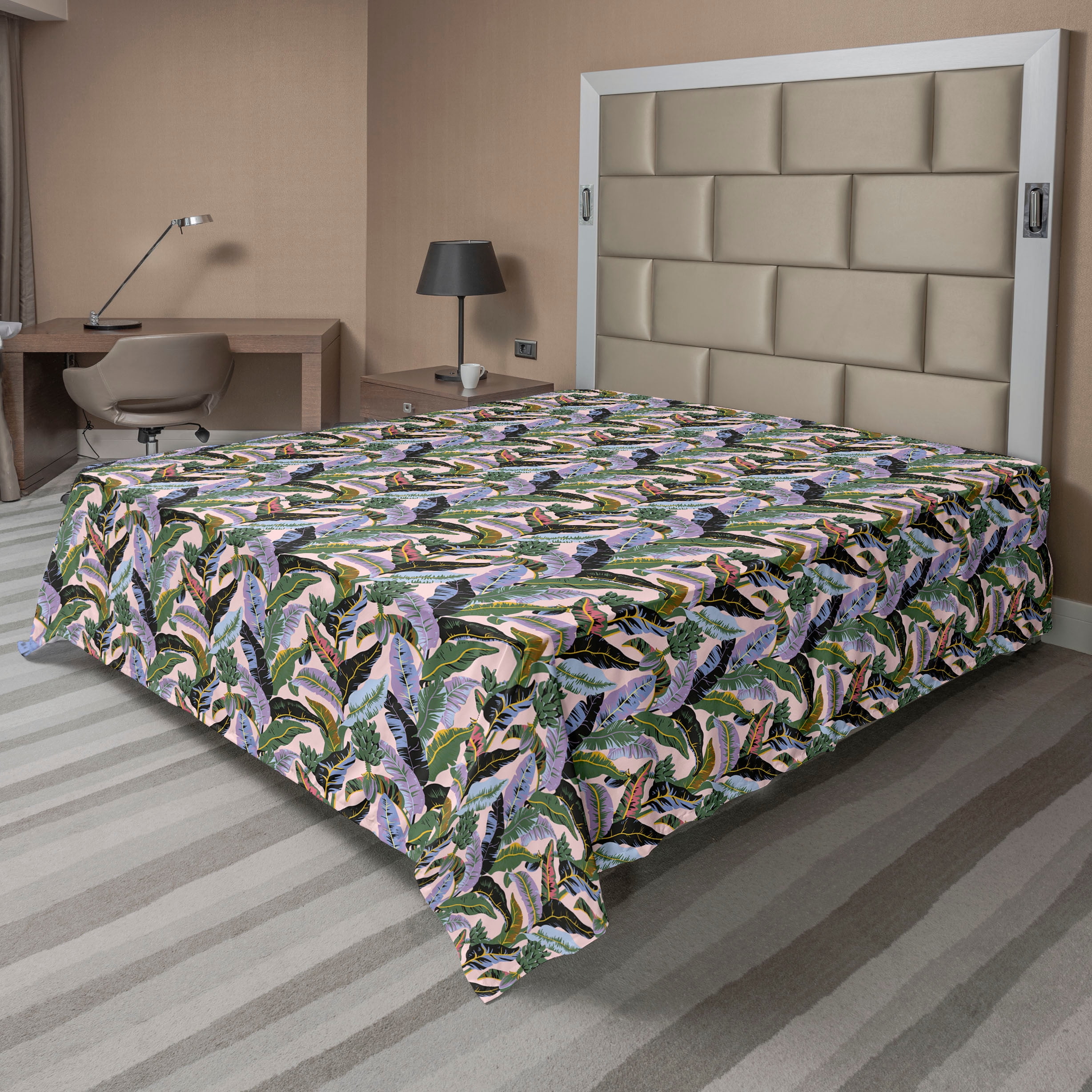 Ambesonne Tropical Flat Bedding Sheet Soft Top Sheet, Palm Foliage Hand ...