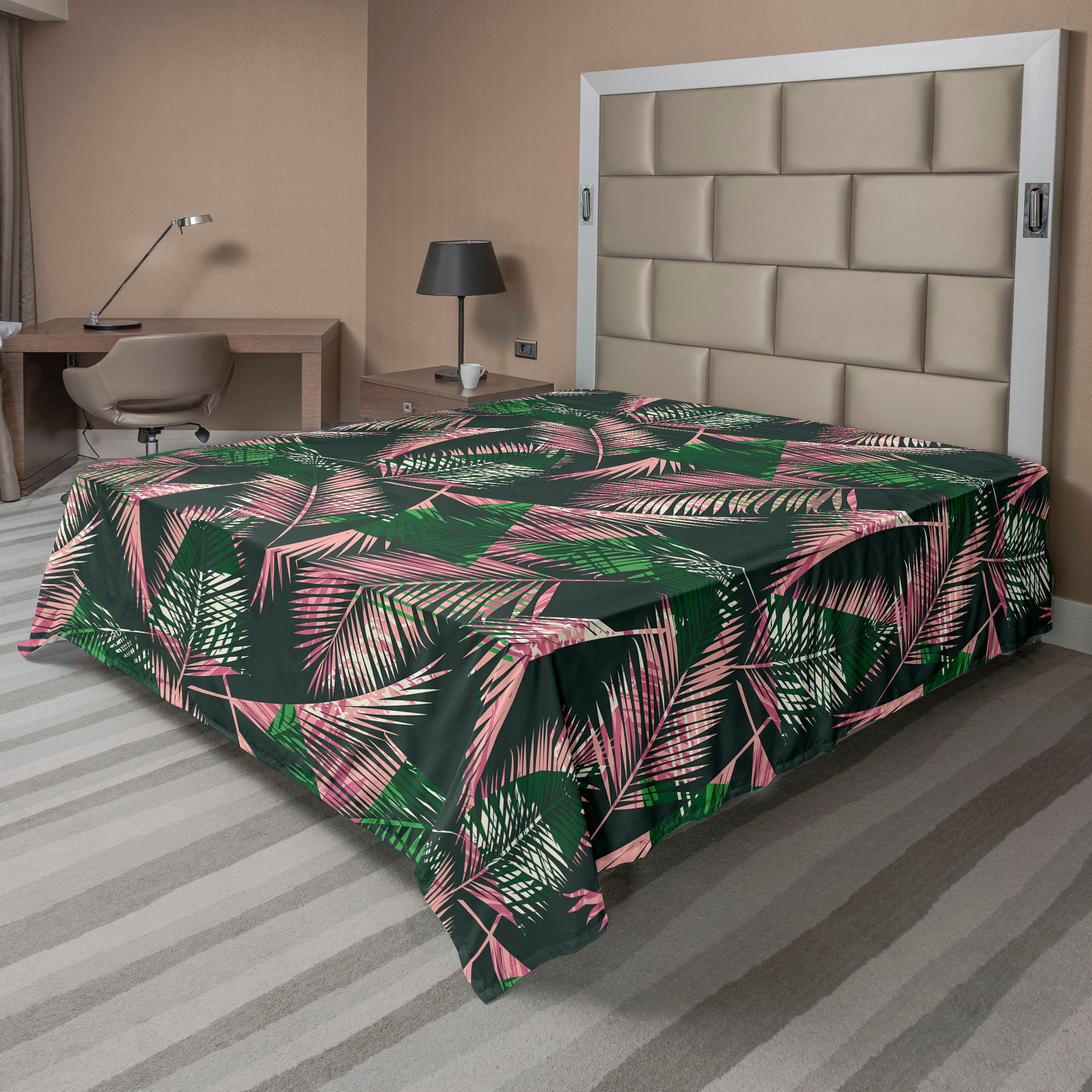 Ambesonne Tropical Flat Bedding Sheet Soft Top Sheet, Palm Leaves ...