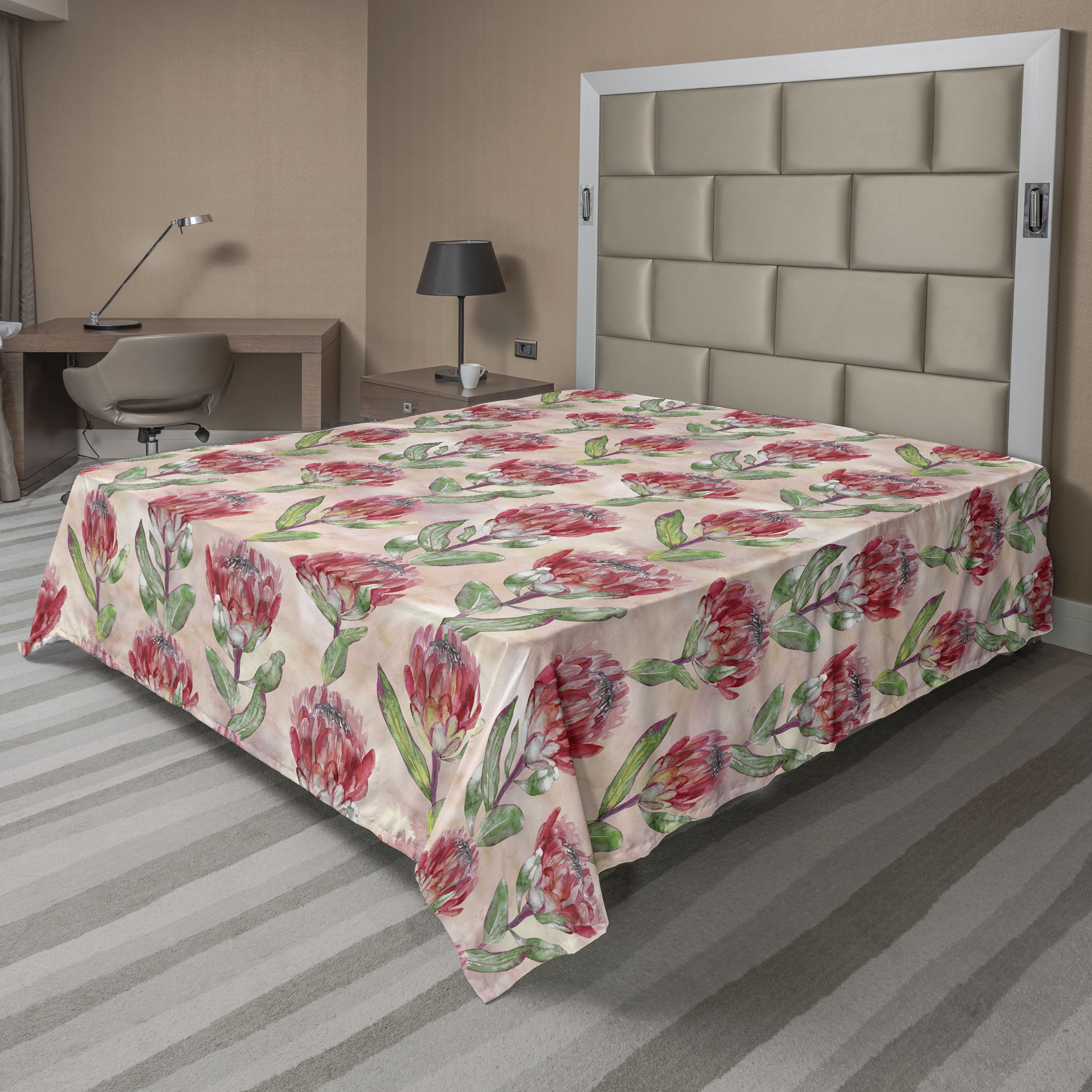 Ambesonne Tropical Flat Bedding Sheet Soft Top Sheet, Protea Flowers ...