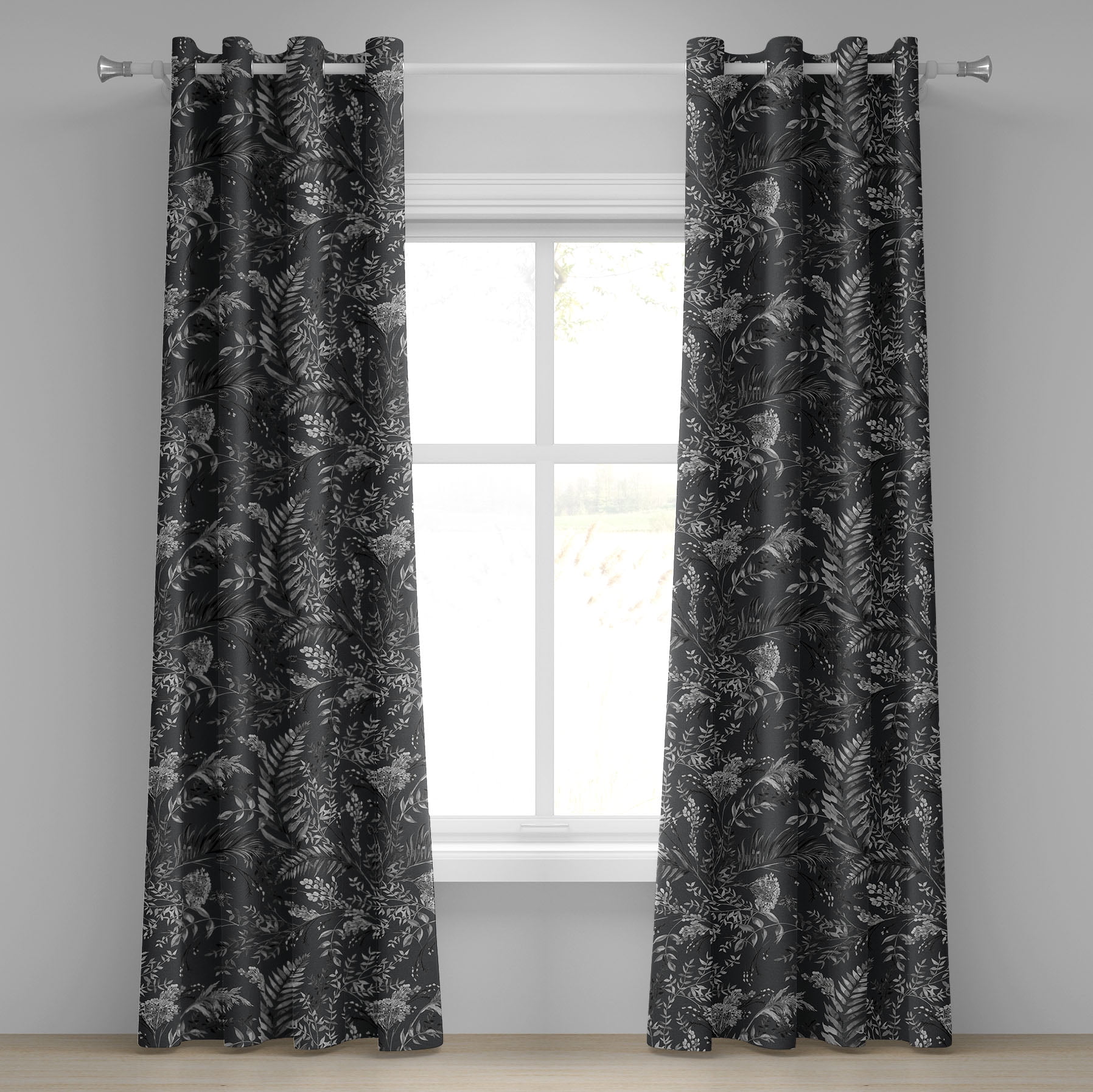 Ambesonne Tropical Grommet Curtain, Neutral Silhouettes Art, 50"x84 ...