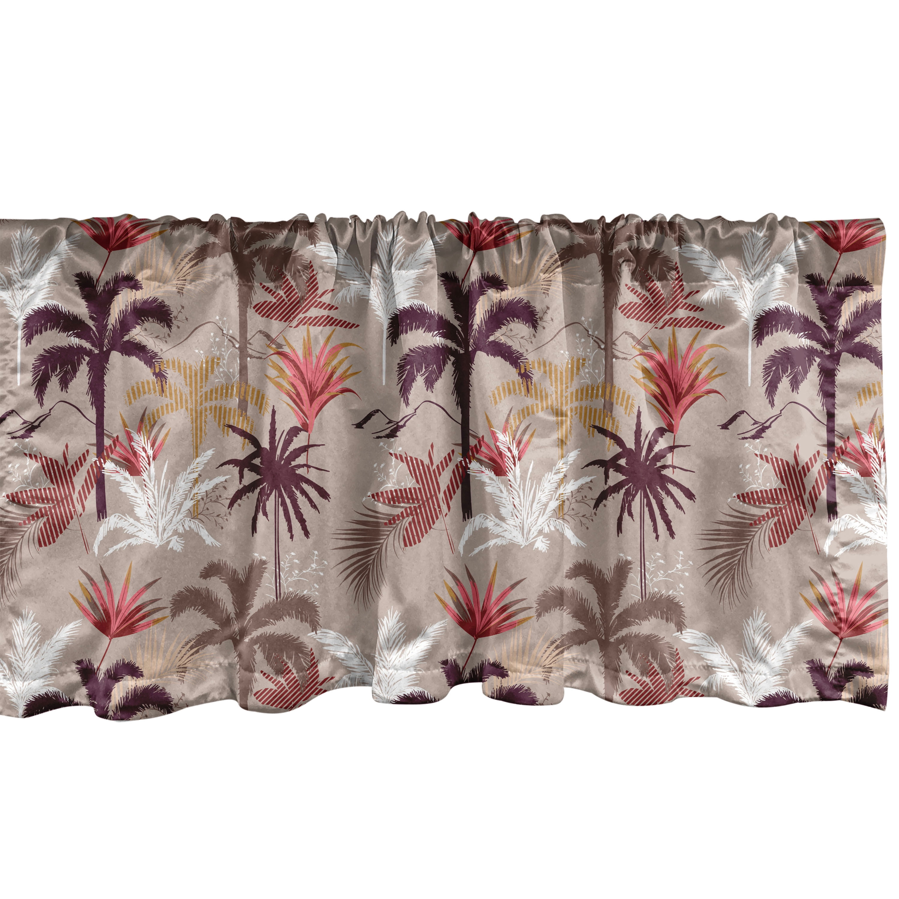 Ambesonne Tropical Palm Valance Pack of 2, Exotic Forest Pattern, 42 ...