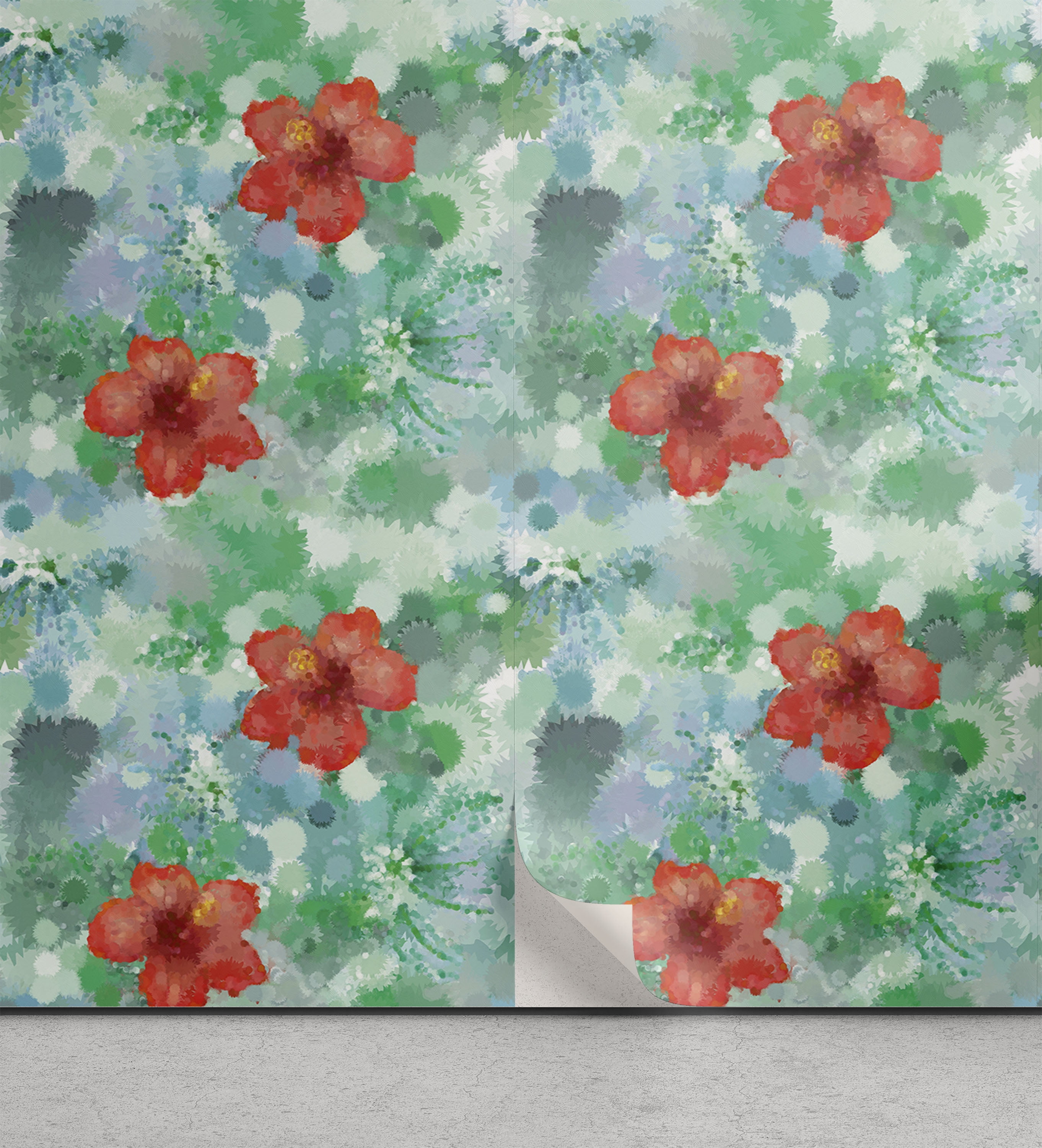 Ambesonne Tropical Peel & Stick Wallpaper for Home, Aquarelle Botany ...