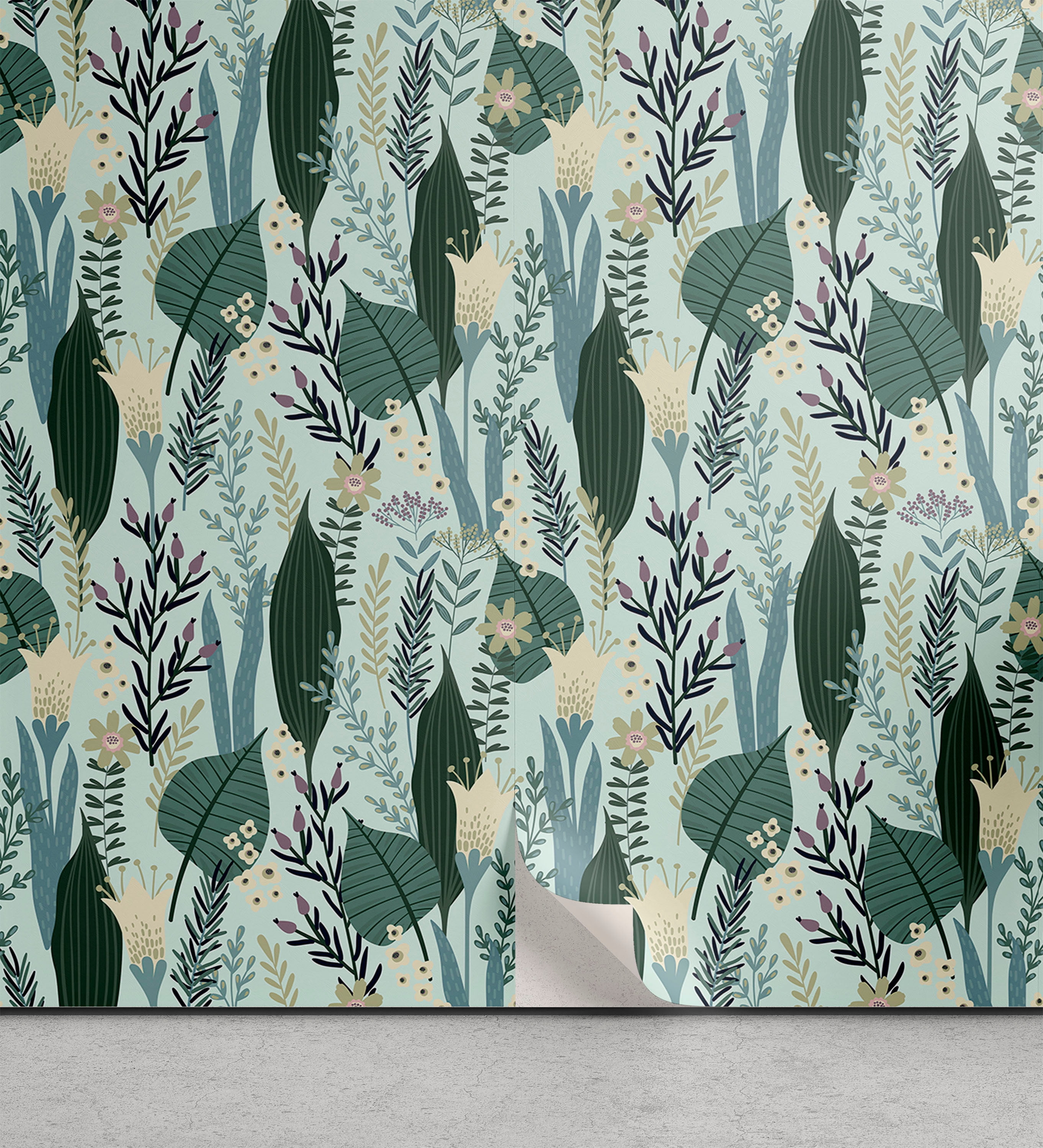Ambesonne Tropical Peel & Stick Wallpaper for Home, Exotic Simplistic ...