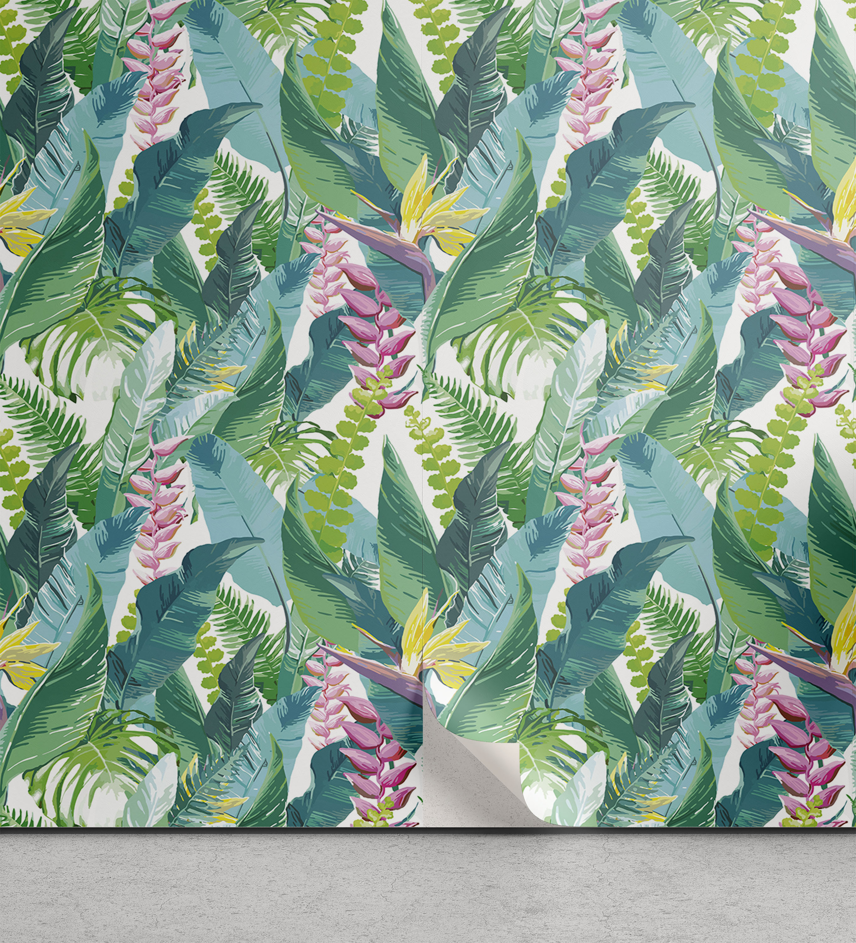 Ambesonne Tropical Peel & Stick Wallpaper for Home, Fern and Monstera ...