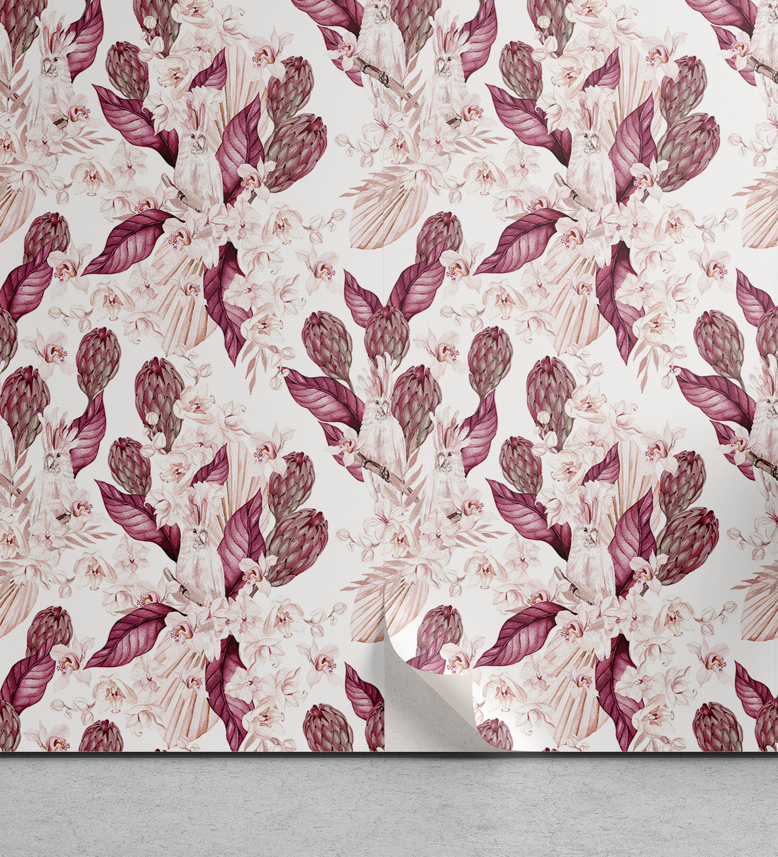 Ambesonne Tropical Peel & Stick Wallpaper for Home, Orchid Protea Palm ...