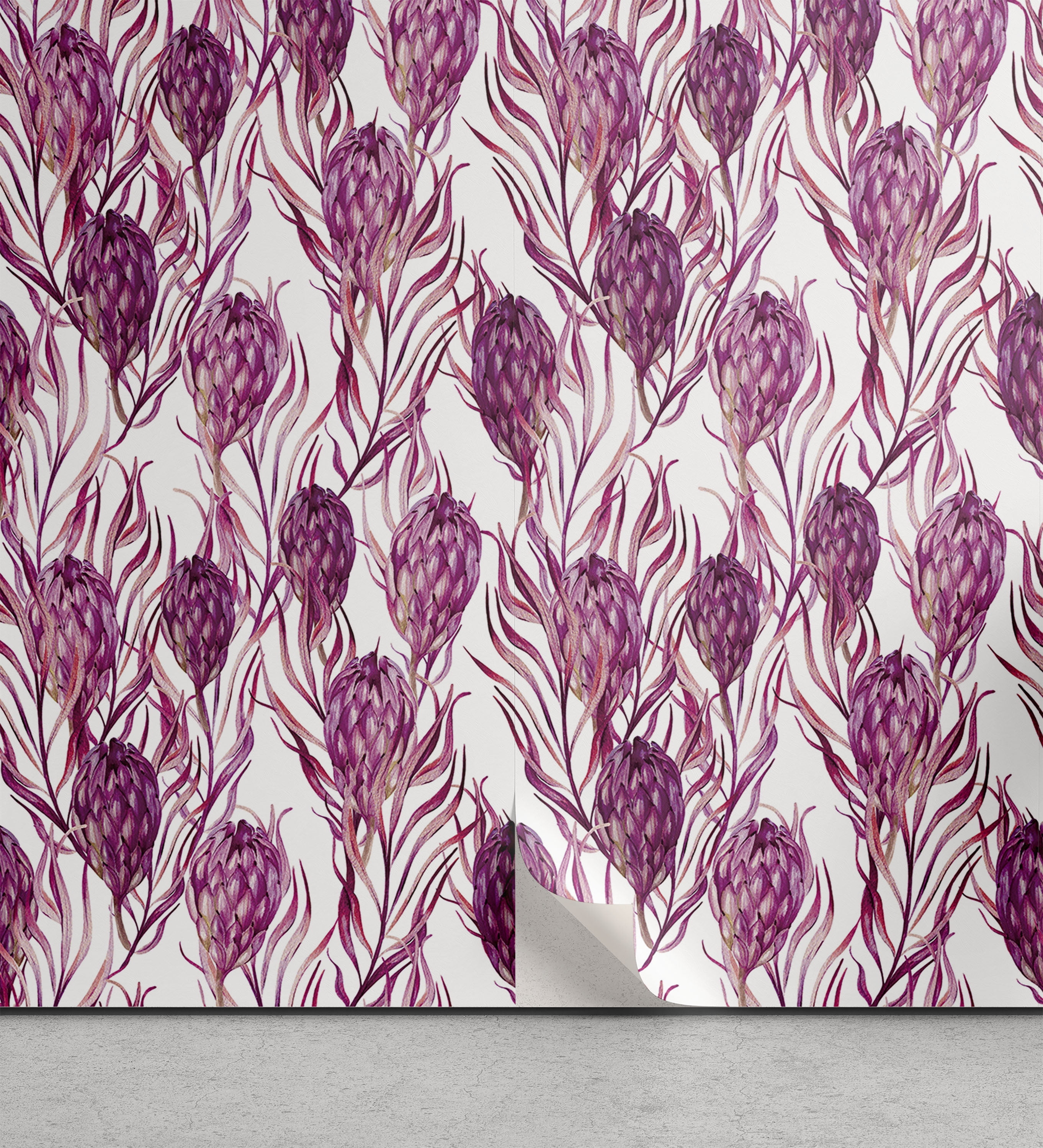 Ambesonne Tropical Peel & Stick Wallpaper for Home, Protea Flowers Palm Leaf, 13"x36", Dark ...