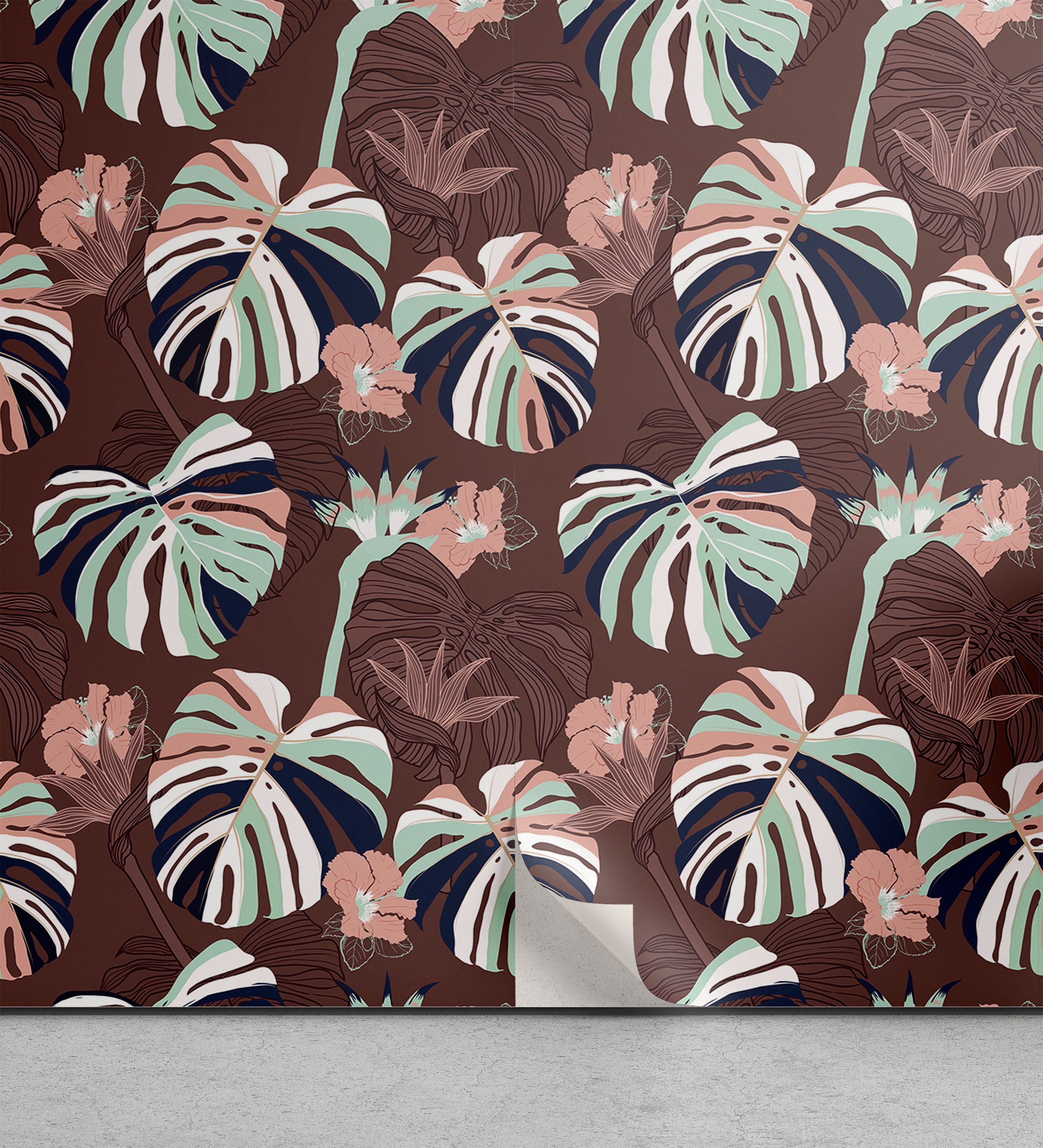 Ambesonne Tropical Peel & Stick Wallpaper for Home, Simplified Exotic ...