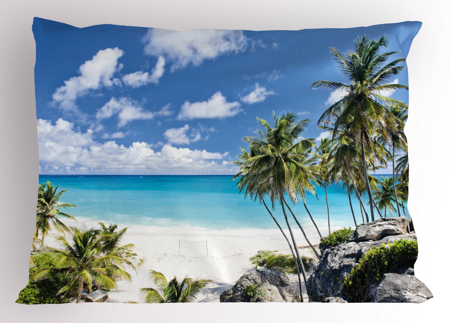 Ambesonne Tropical Pillow Sham, Barbados Beach Ocean, 36" X 20 ...