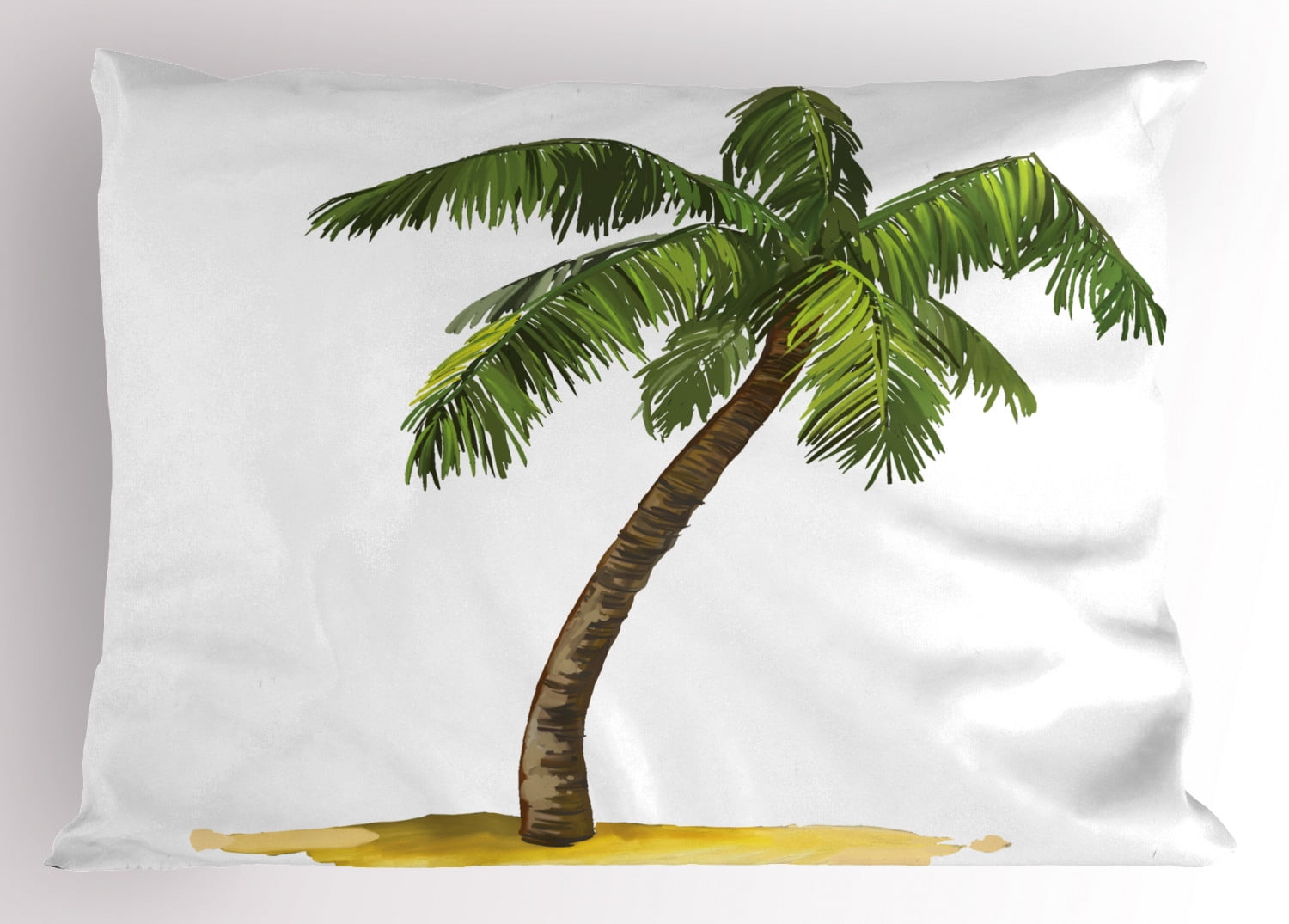 Ambesonne Tropical Pillow Sham, Cartoon Palm Trees, 26" X 20", Green ...
