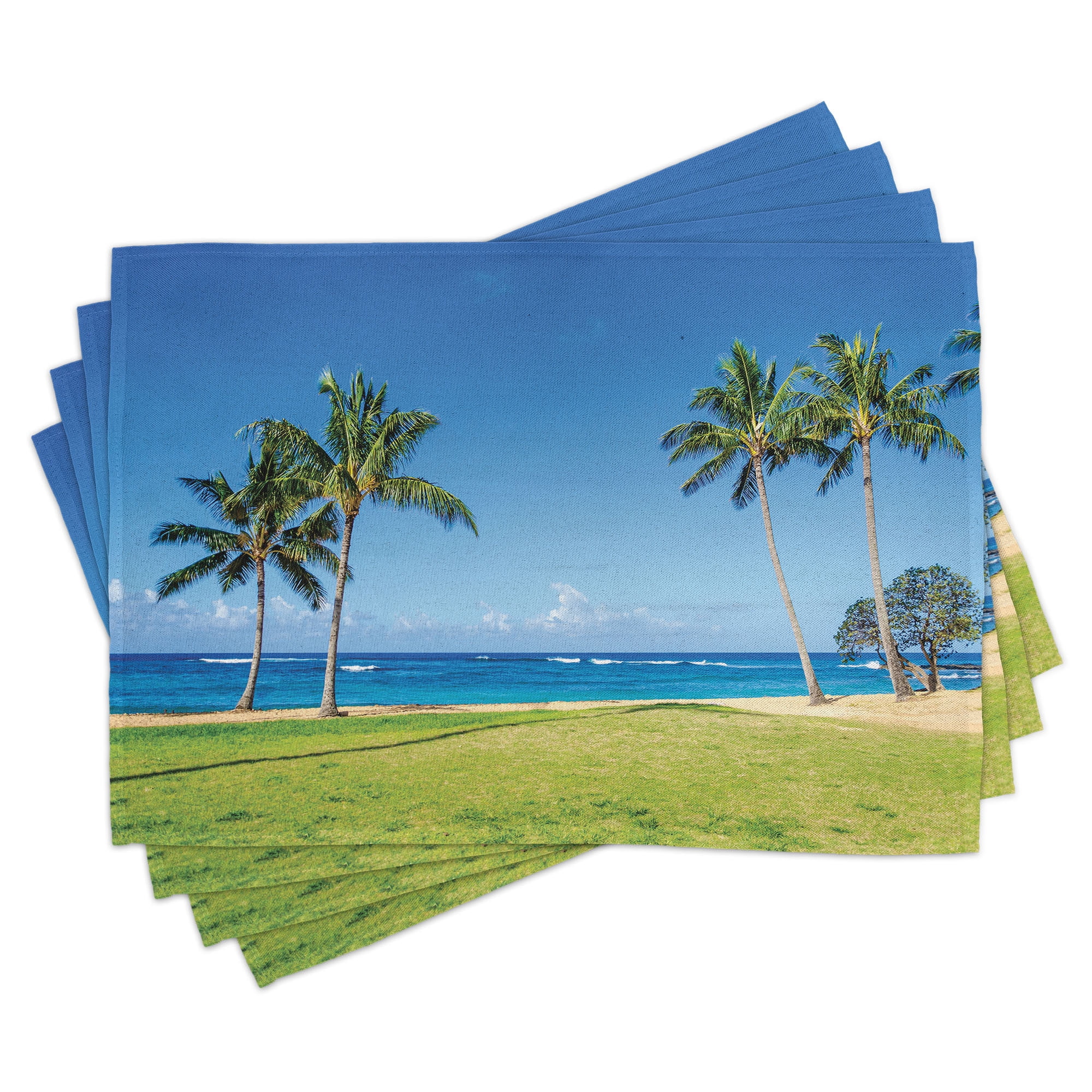 Ambesonne Tropical Place Mats Set of 4, Coconut Palm Hawaii, Standard ...