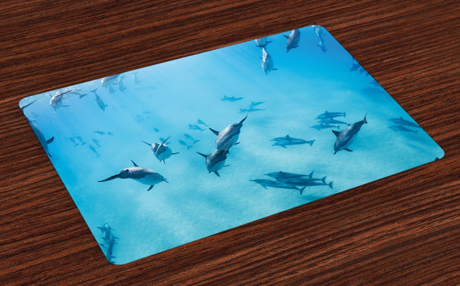 Ambesonne Tropical Place Mats Set of 4, Dolphins Hawaii Ocean, Standard ...