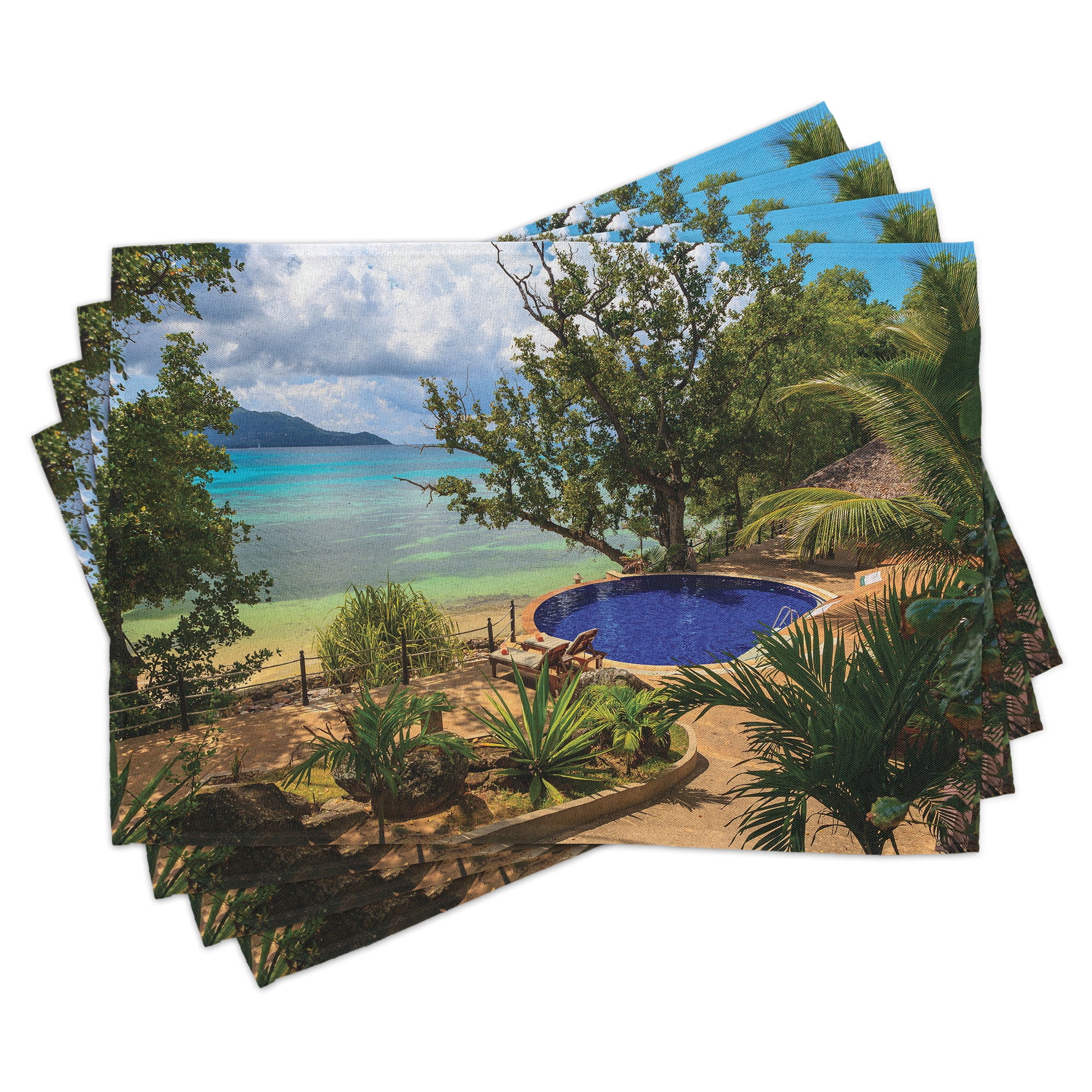Ambesonne Tropical Place Mats Set of 4, Exotic Beach Summer, Standard ...