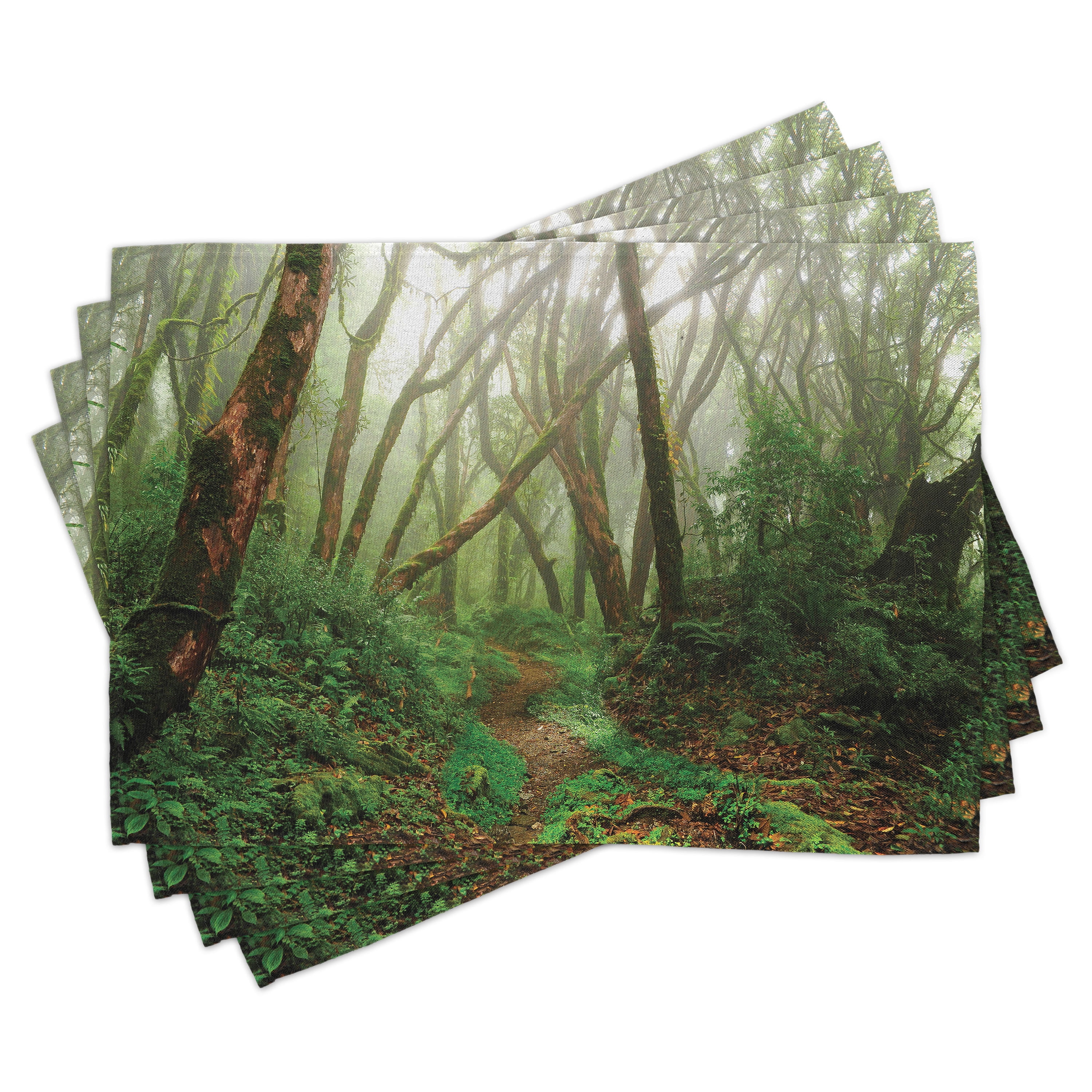 Ambesonne Tropical Place Mats Set of 4, Exotic Jungle Forest, Standard ...