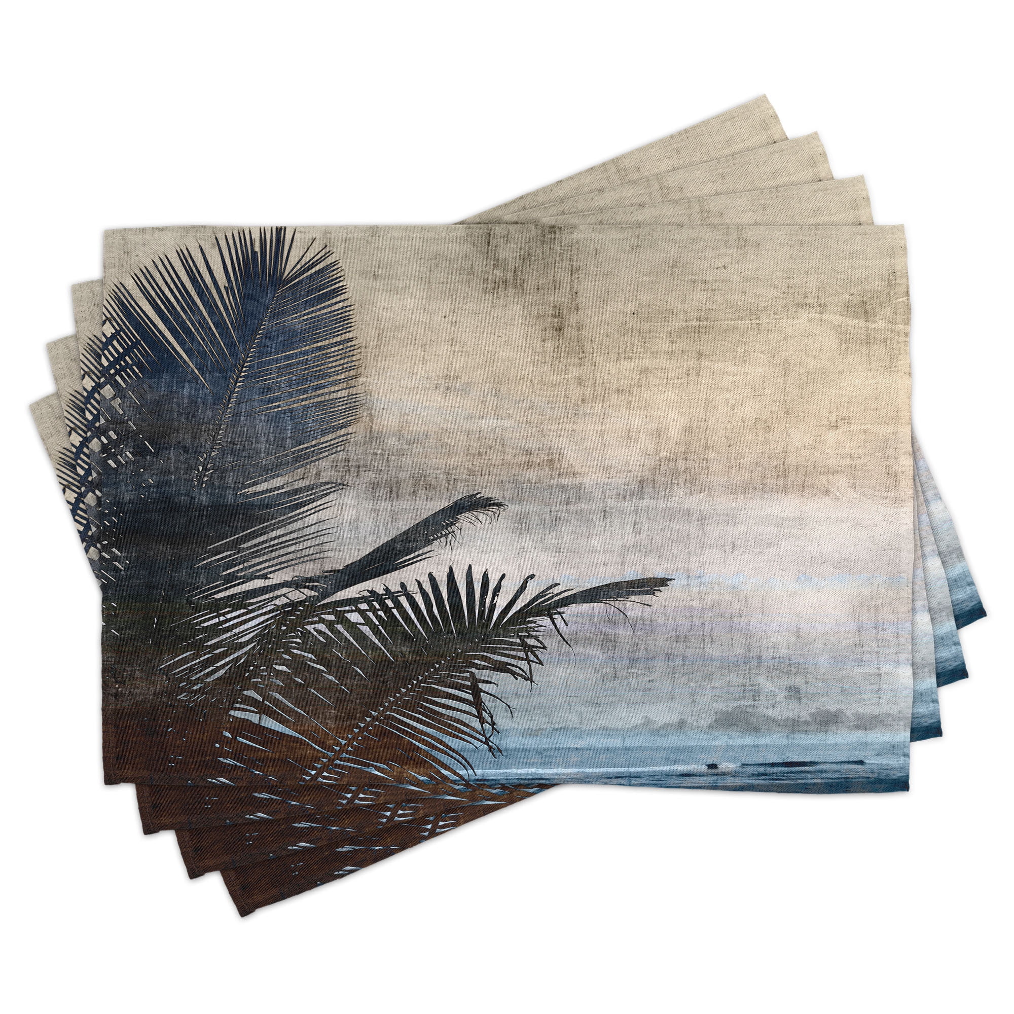 Ambesonne Tropical Place Mats Set of 4, Grunge Palm Trees Art, Standard ...
