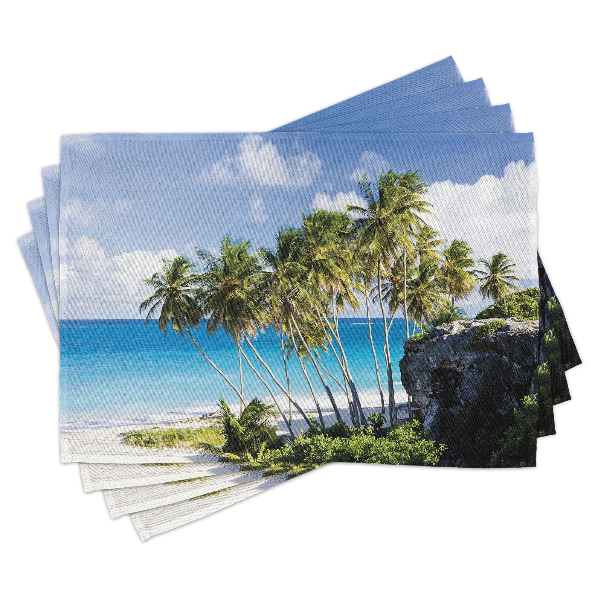 Ambesonne Tropical Place Mats Set of 4, Ocean Exotic Beach, Standard ...