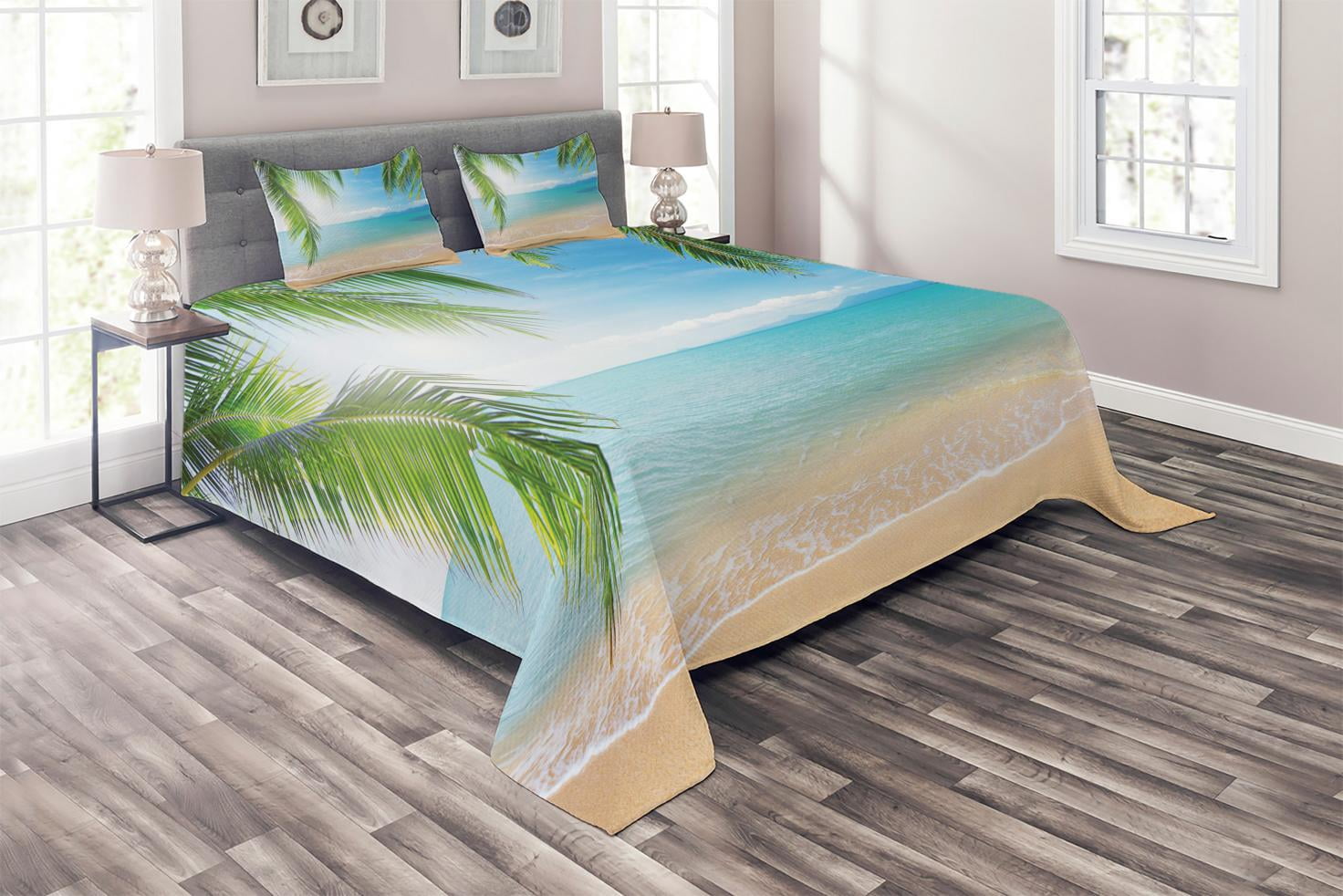 Ambesonne Tropical Quilted Coverlet 3 Pcs, Surf Tourism Thailand, Queen ...