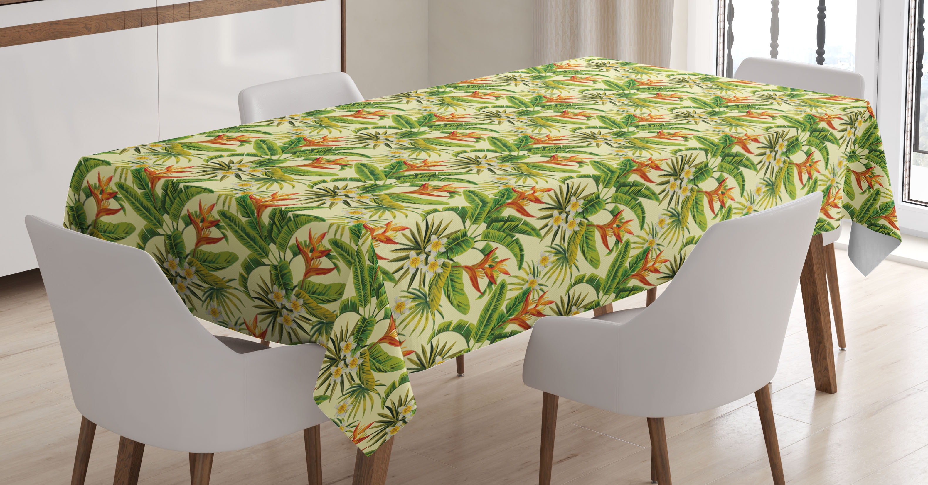 Ambesonne Tropical Tablecloth Rectangular Table Cover, Exoitc Plumeria ...