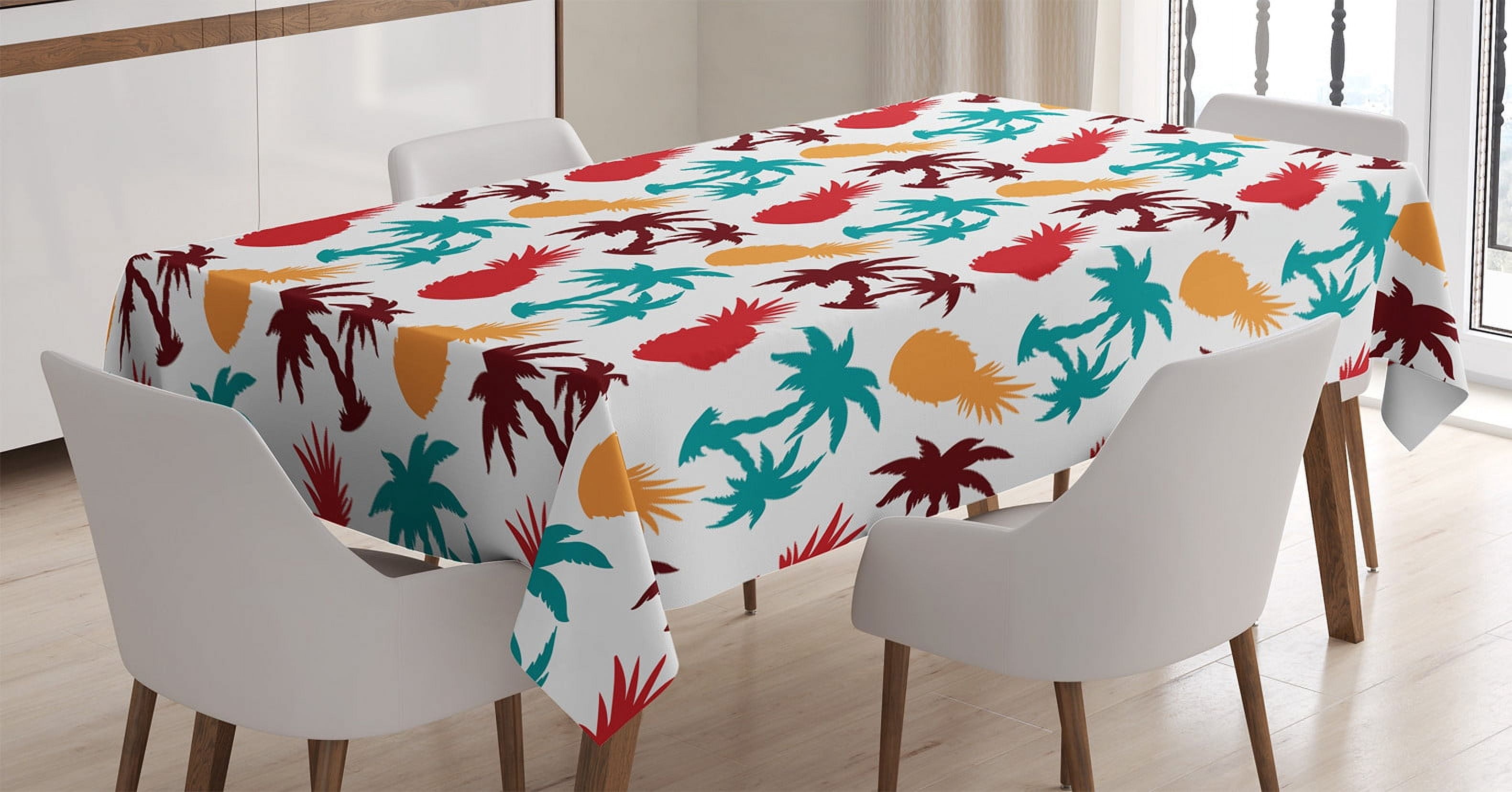 Ambesonne Tropical Tablecloth Rectangular Table Cover, Palm Trees ...