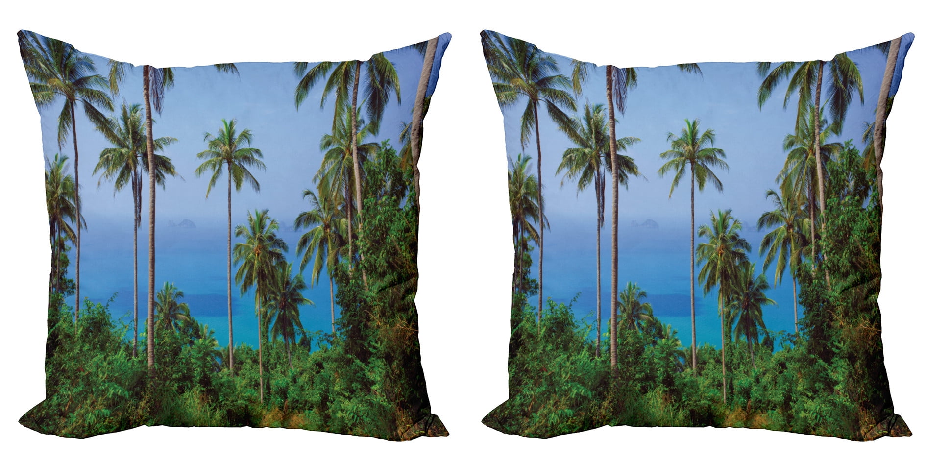 Ambesonne Tropical Throw Pillow Cover 2 Pack, Ocean Jungle Beauty, 20 ...